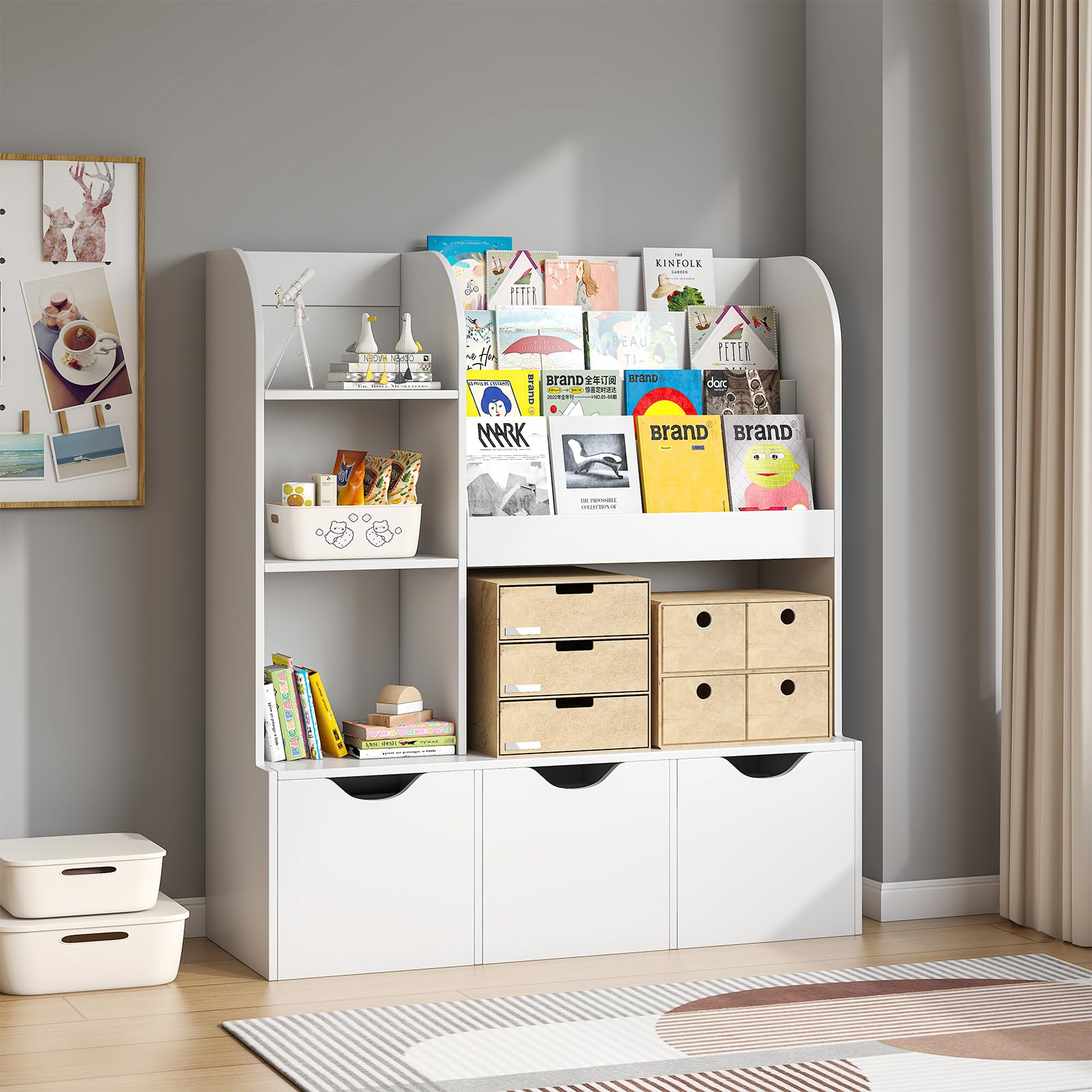 Amazon.com: Winkalon 48'' Kids Bookcase, Bookshelf and Toy Organizer ...