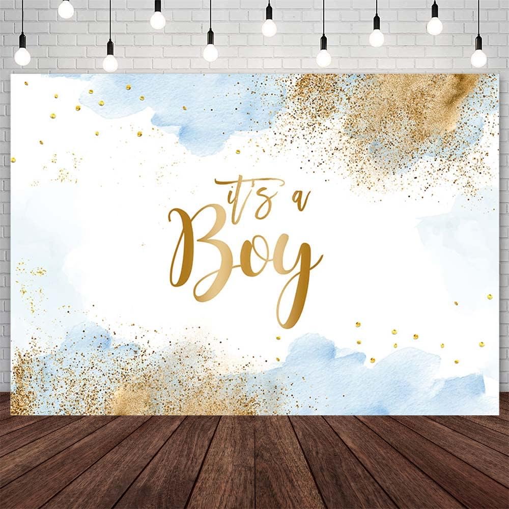Amazon.com : Rsuuinu It's A Boy Backdrop Baby Shower Blue Floral ...
