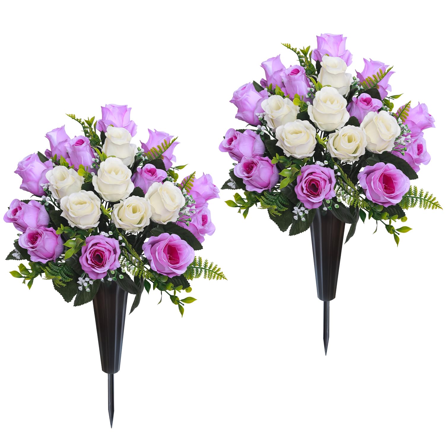 Amazon.com: Lodou Set of 2 Artificial Cemetery Flowers, Memorial ...