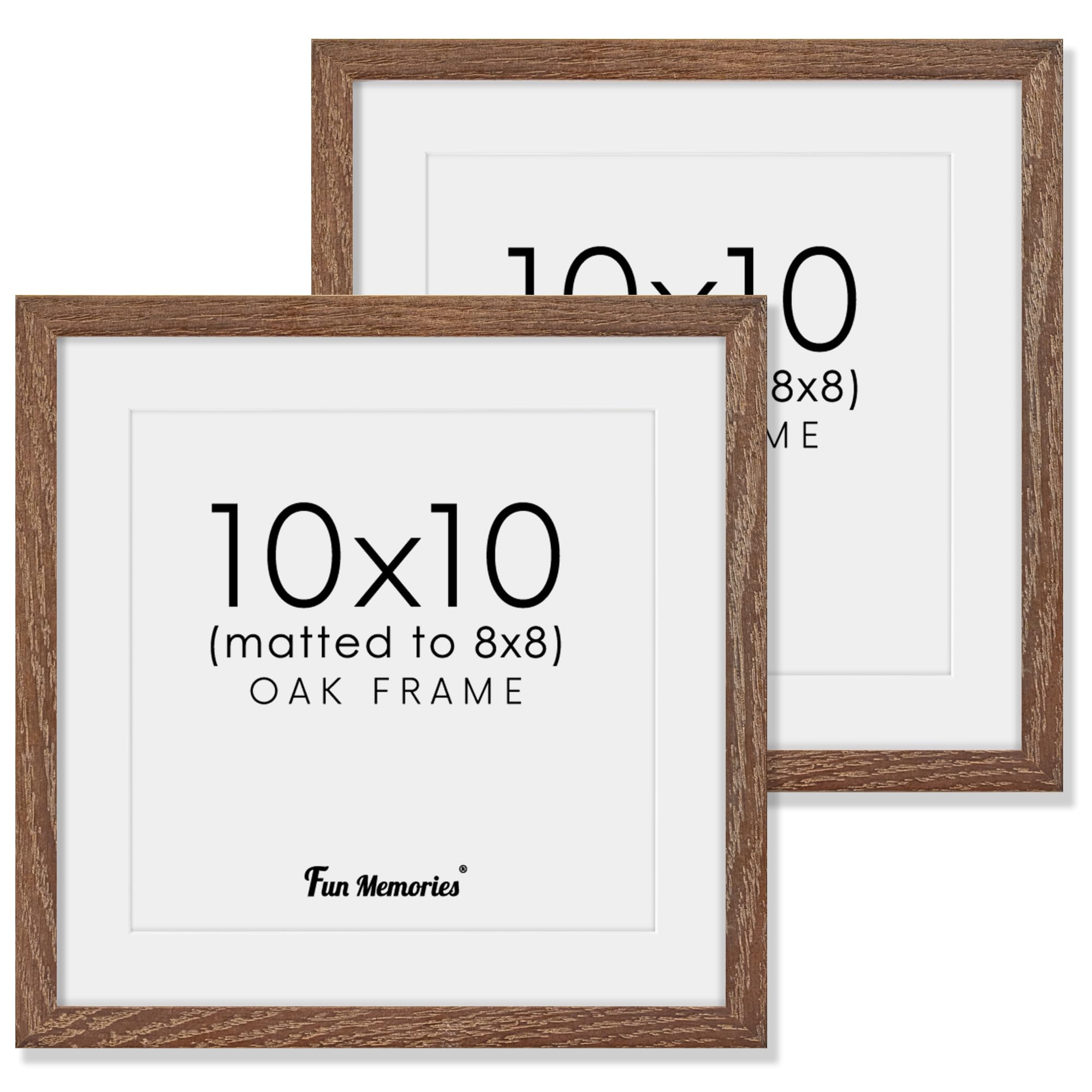 Amazon.com - Solid Oak 10”x10” Picture Frame Matted to 8”x8”, 10x10 Wood Frame for Wall, Square ...