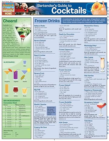 Bartender'S Guide To Cocktails: a QuickStudy Laminated Reference Guide (QuickStudy Home): Dale ...