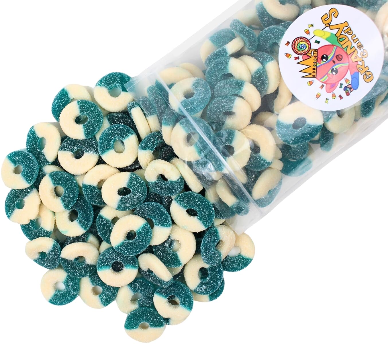 Amazon.com : Grandys Candys Blue Raspberry Gummi Rings- Soft, Chewy ...