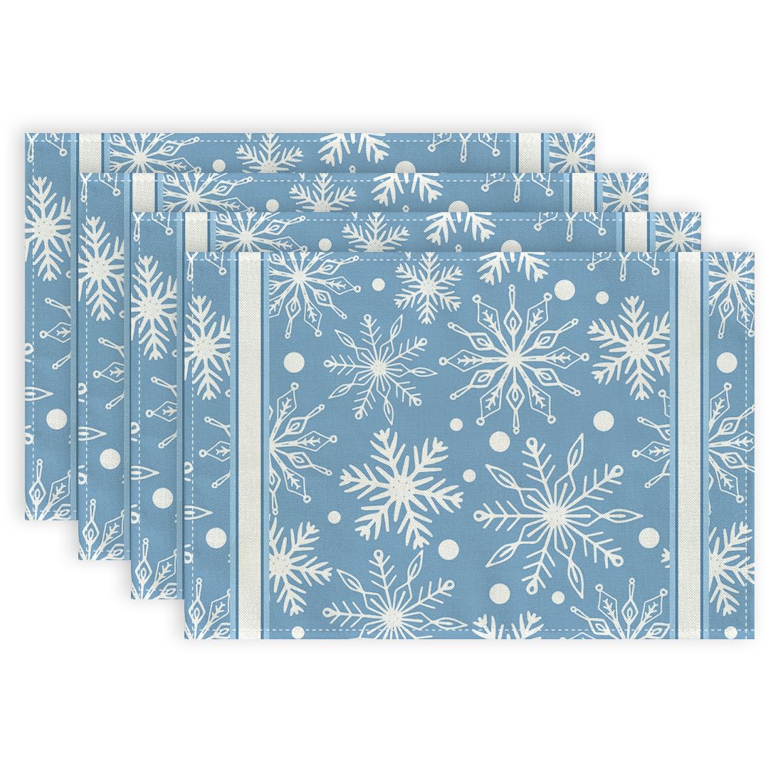 Amazon.com: DineDia Christmas Winter Snowflake Blue Tree Placemats Set ...