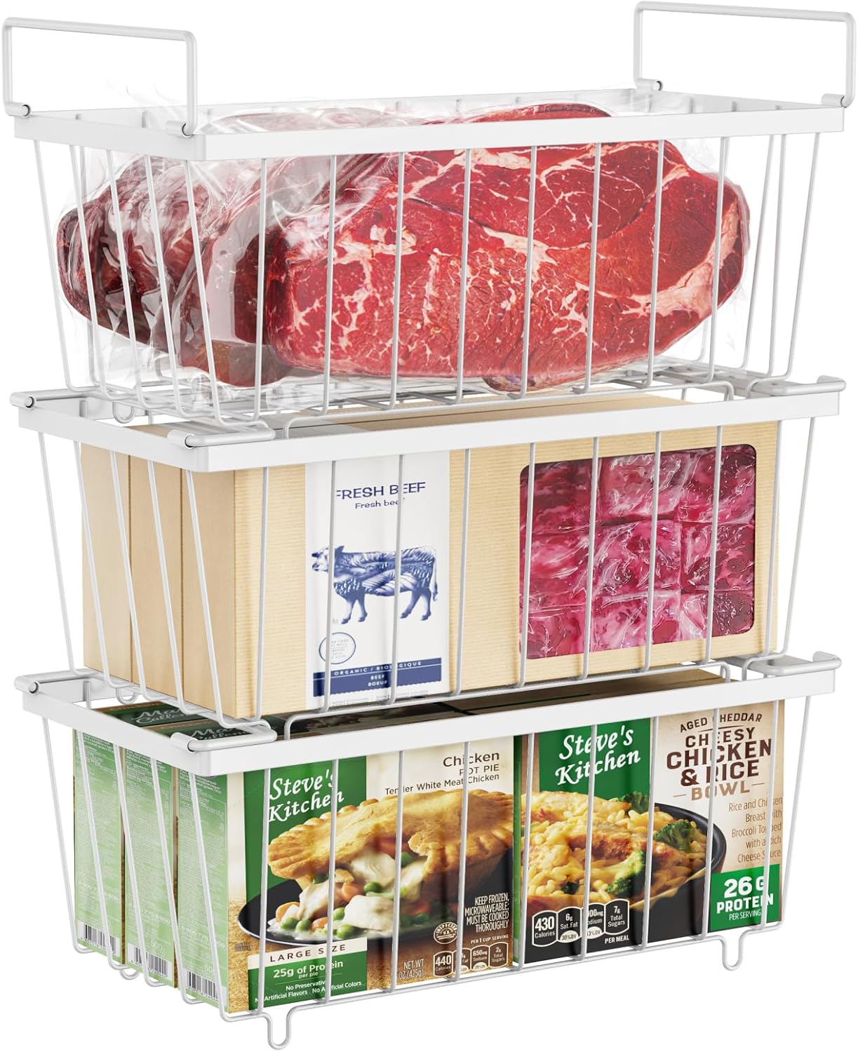 Amazon.com: iSPECLE Chest Freezer Organizer Bins - 3 Pack Stackable ...