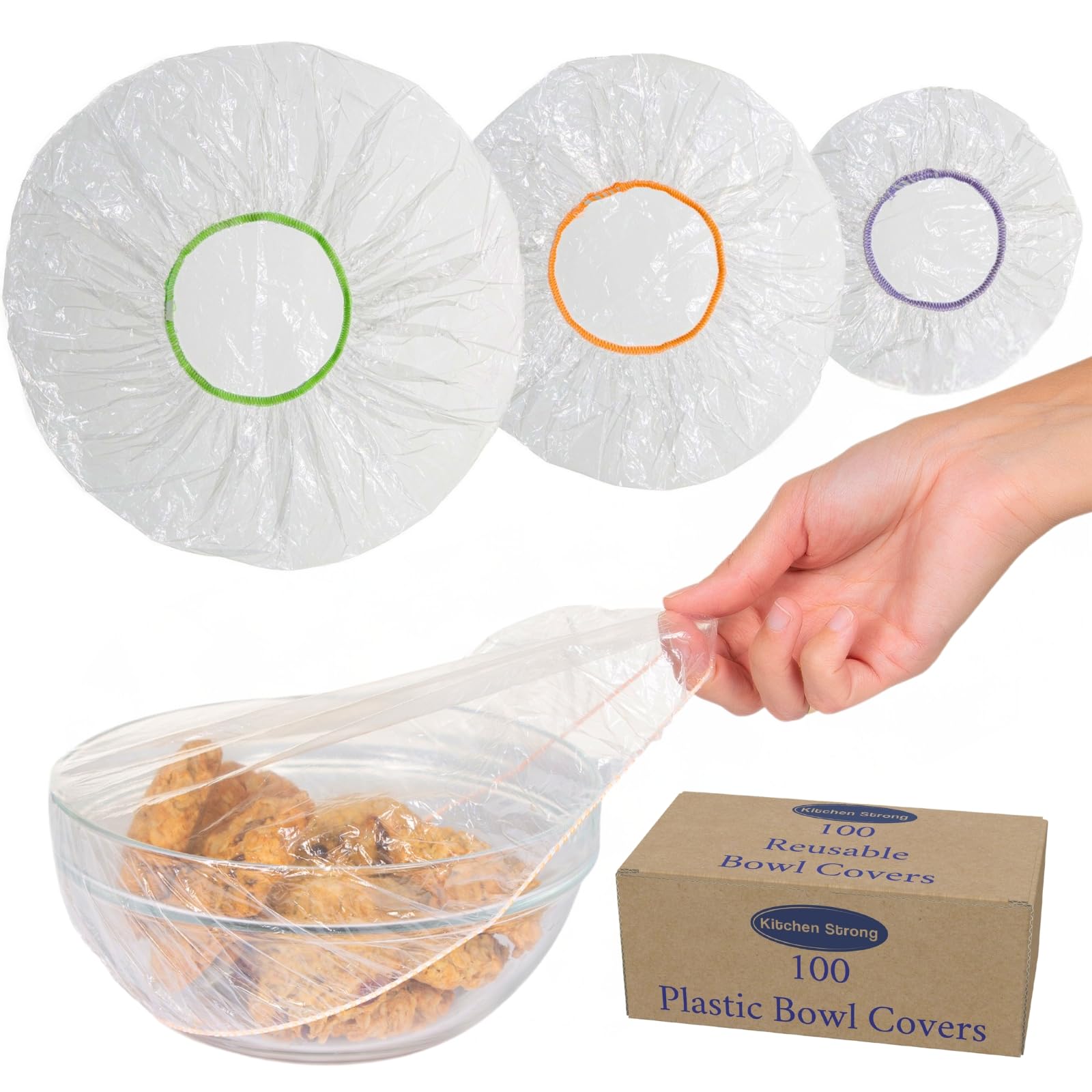 Amazon.com: Kitchen Strong 100 Bowl Covers Reusable - Plastic Bowl ...