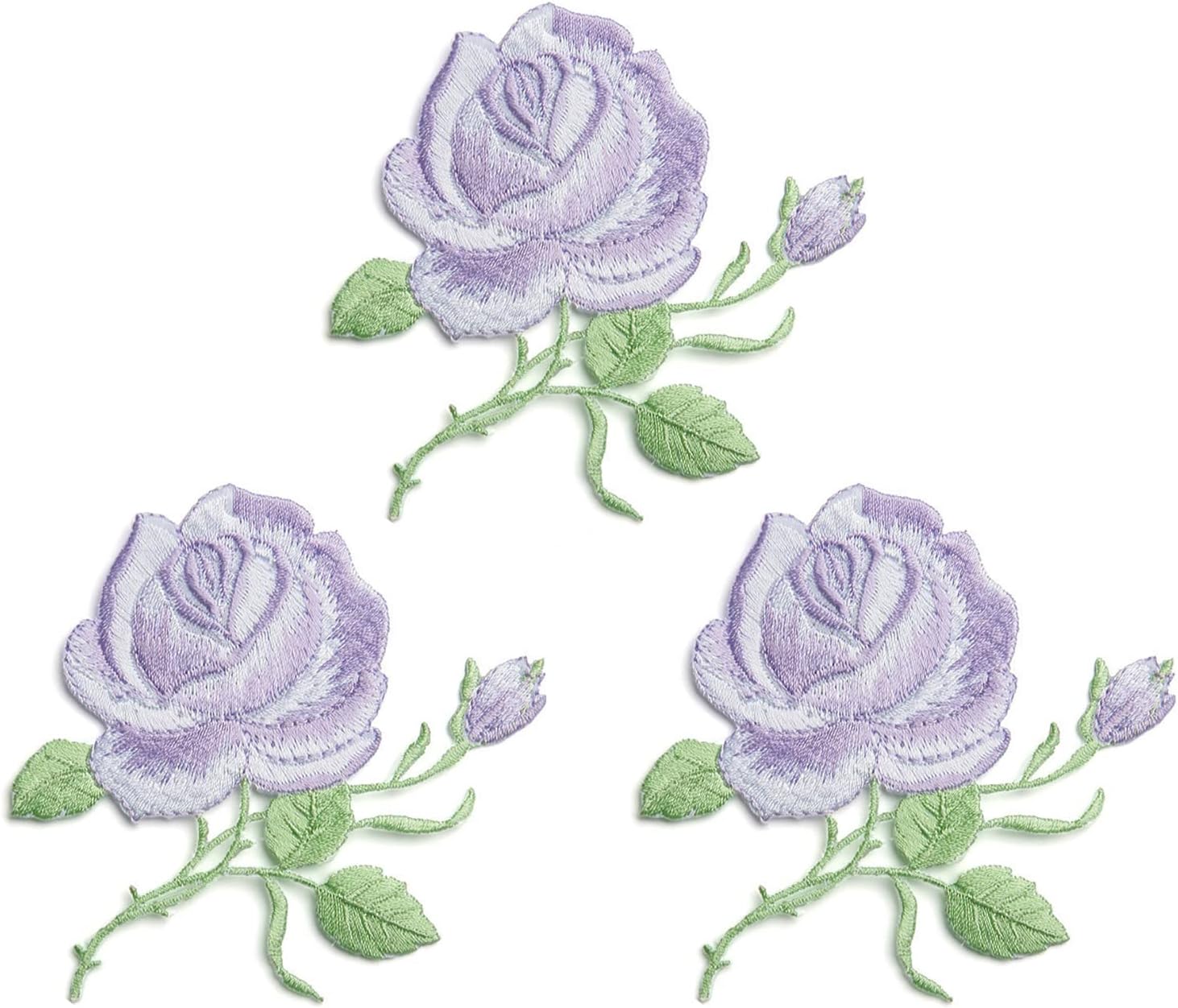 Amazon.com: 3 Pack Delicate Embroidered Patches, Colorful Rose ...