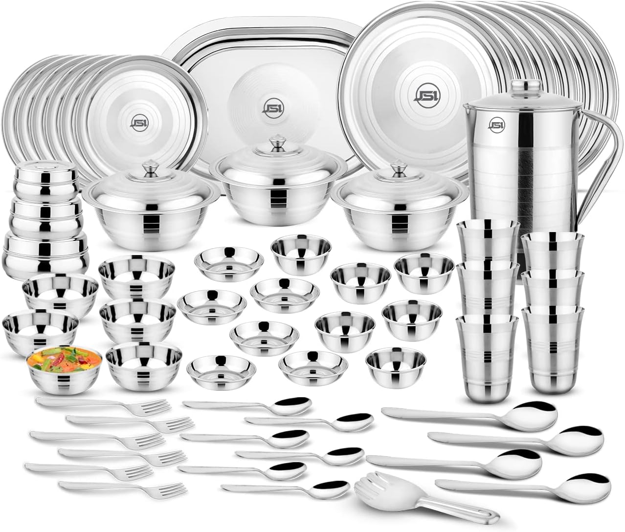 Chakmak Dinner Set Steel | 101 Pcs | Kitchen Set for Home, Stainless ...