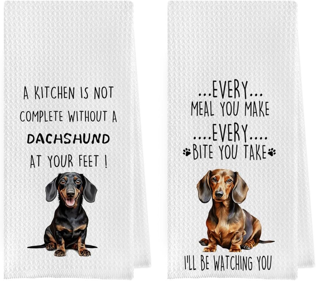 Amazon.com: OTOUO Cocktail Dachshund Kitchen Towels, Dachshund Lover ...