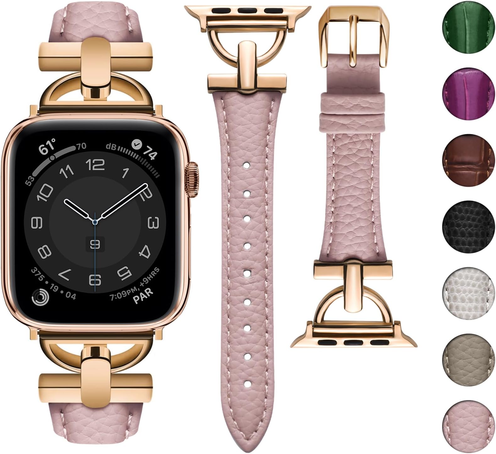 wutwuk Compatible Leather Apple Watch Straps Women 49mm 45mm 44mm 42mm ...