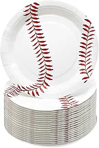 Amazon.com: CONEHOY 100 Pcs Baseball Plates - 7 Inch Baseball Dinner ...