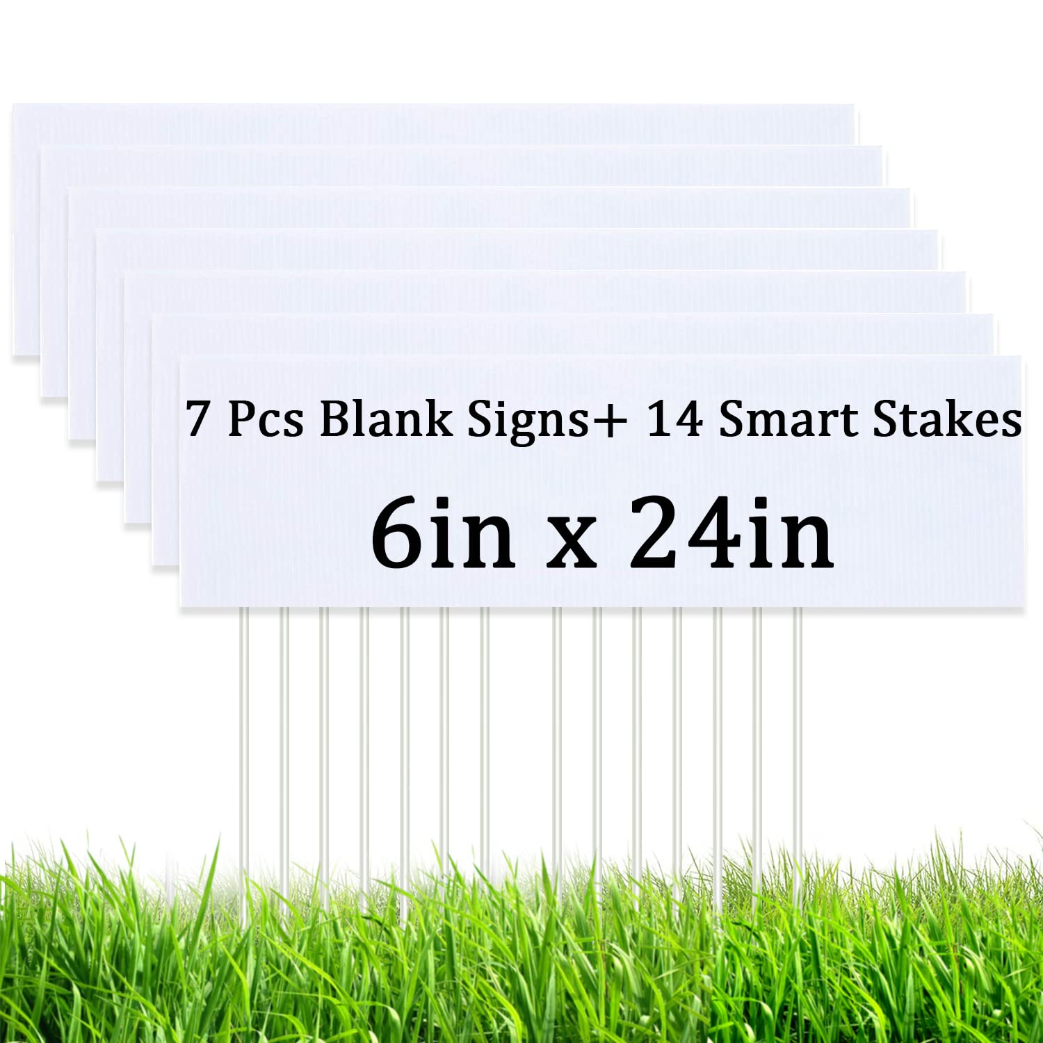 Snapklik.com : 7PCS Blank Yard Signs 6" X24" - Lawn Sign