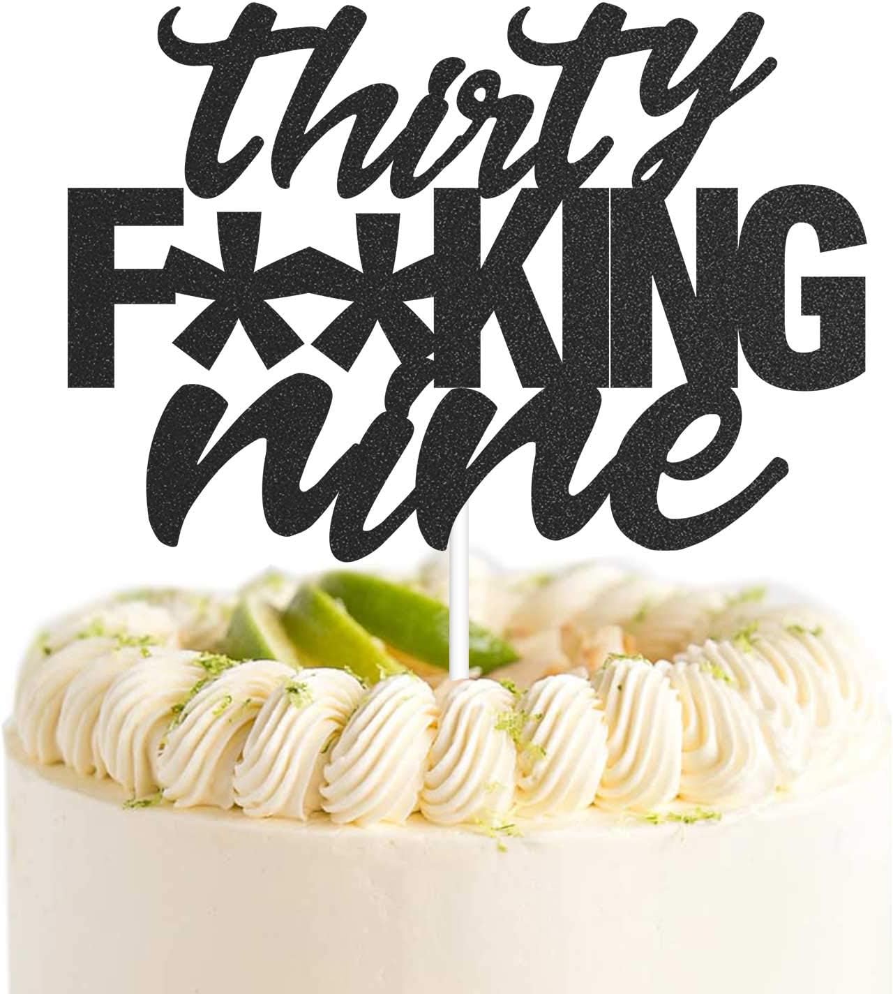 Amazon.com: Thirty Nine Black Glitter Cake Toppers 39 Years Old 39th ...