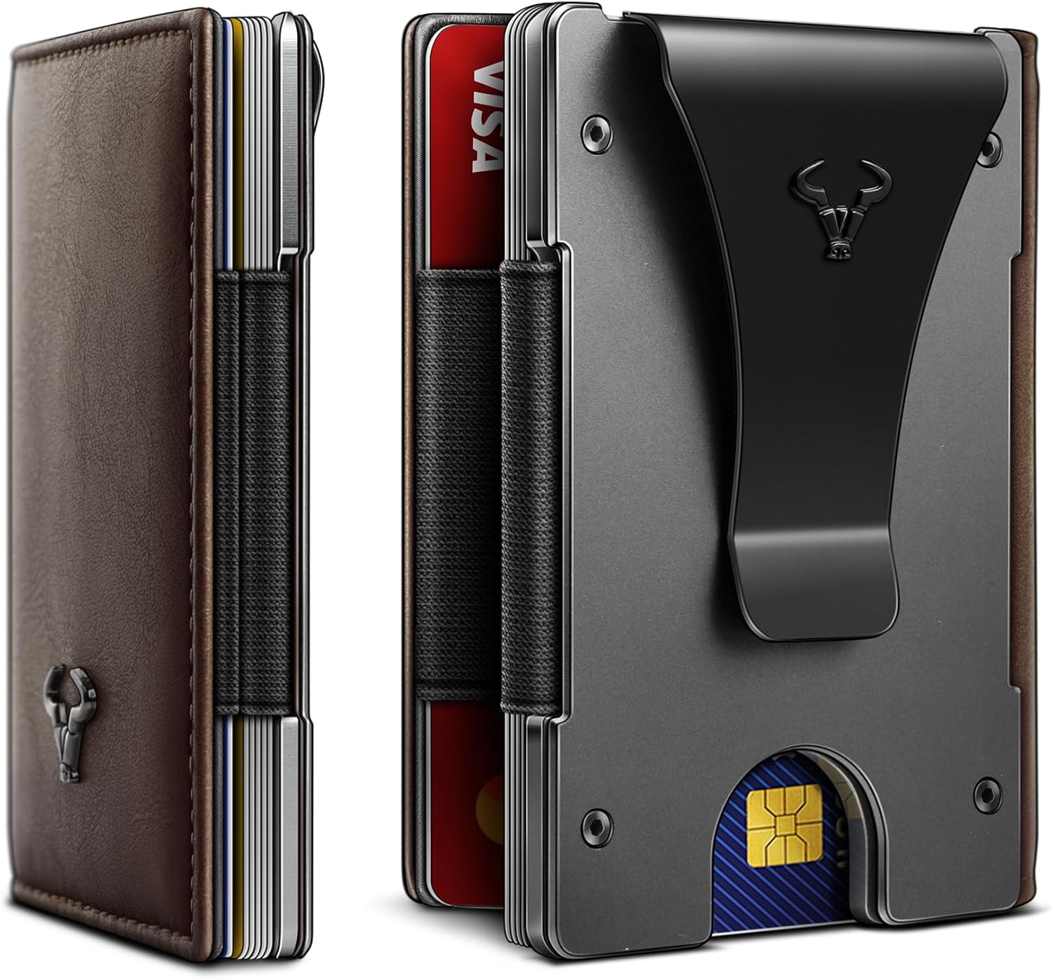 Amazon.com: BULLIANT Mens Money Clip, Slim Leather Wallet Card Case For ...