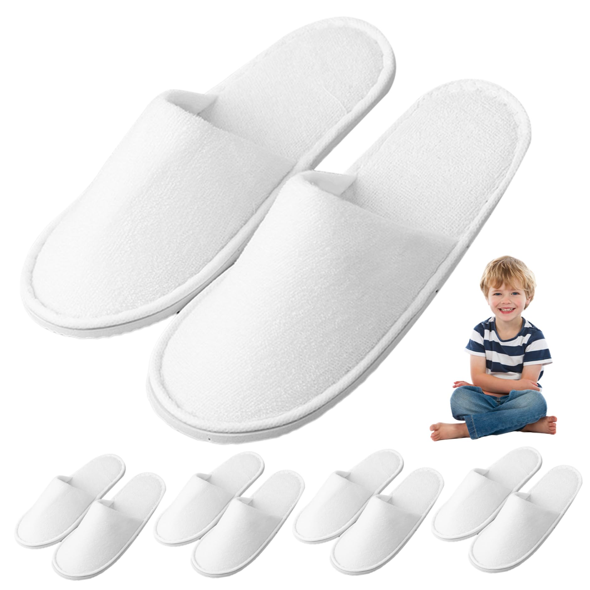 Lamppdcor 5 Pairs Spa Slippers Disposable Slippers for Kids, Breathable ...