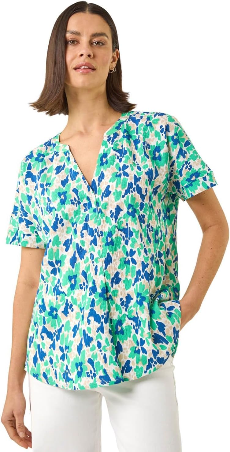 Roman Originals Shirt for Women UK Ladies Top Collarless Blouse ...