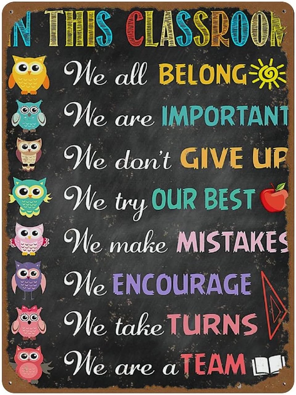 Amazon.com: Owl In This Classroom We All Belong We Are Important Print ...