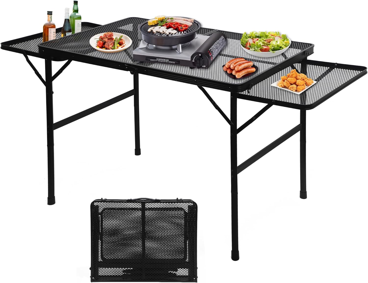Amazon.com: COSYAWN Folding Grill Table with 2 Extra Desktop, Height ...
