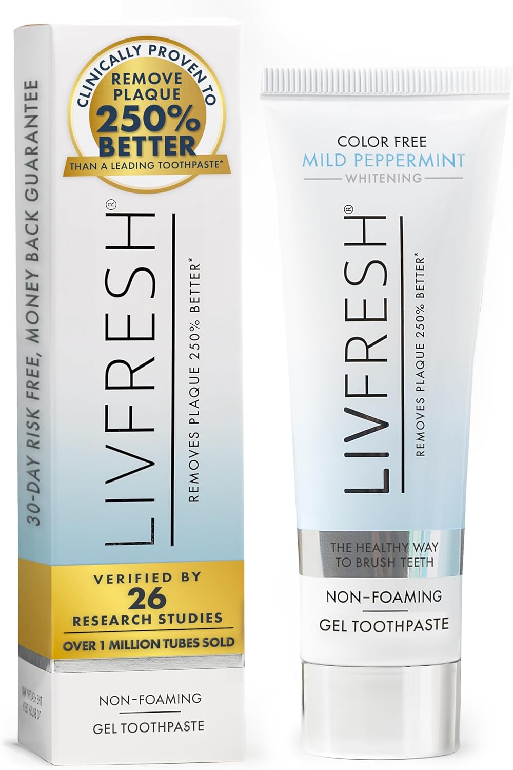 LIVFRESH Toothpaste Gel, Clinically Proven to Remove Plaque 250% Better ...