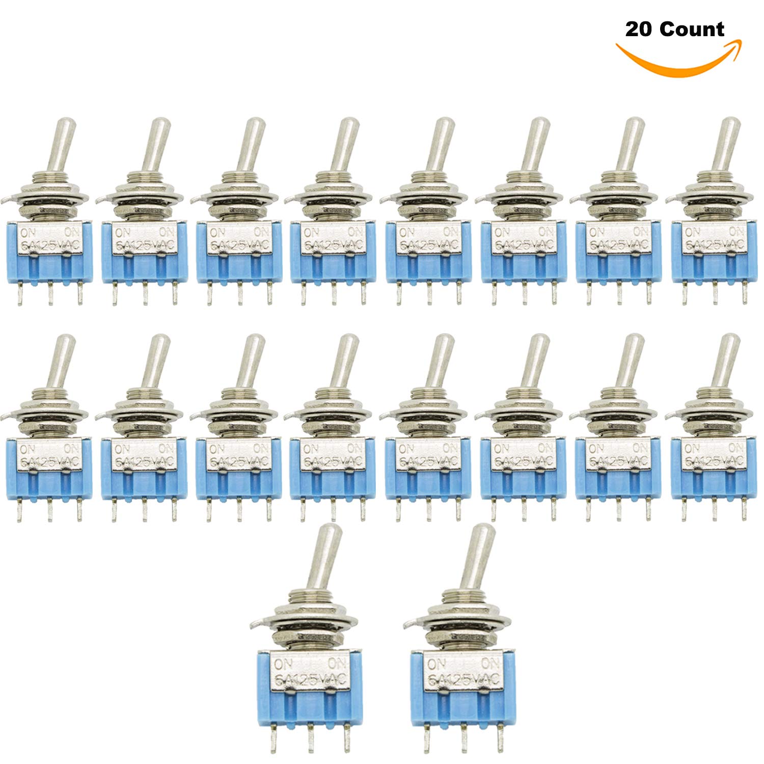 gadgeter 20 Pcs 125VAC 6A Amps On/On/ 2 Position Terminal SPDT Latching ...