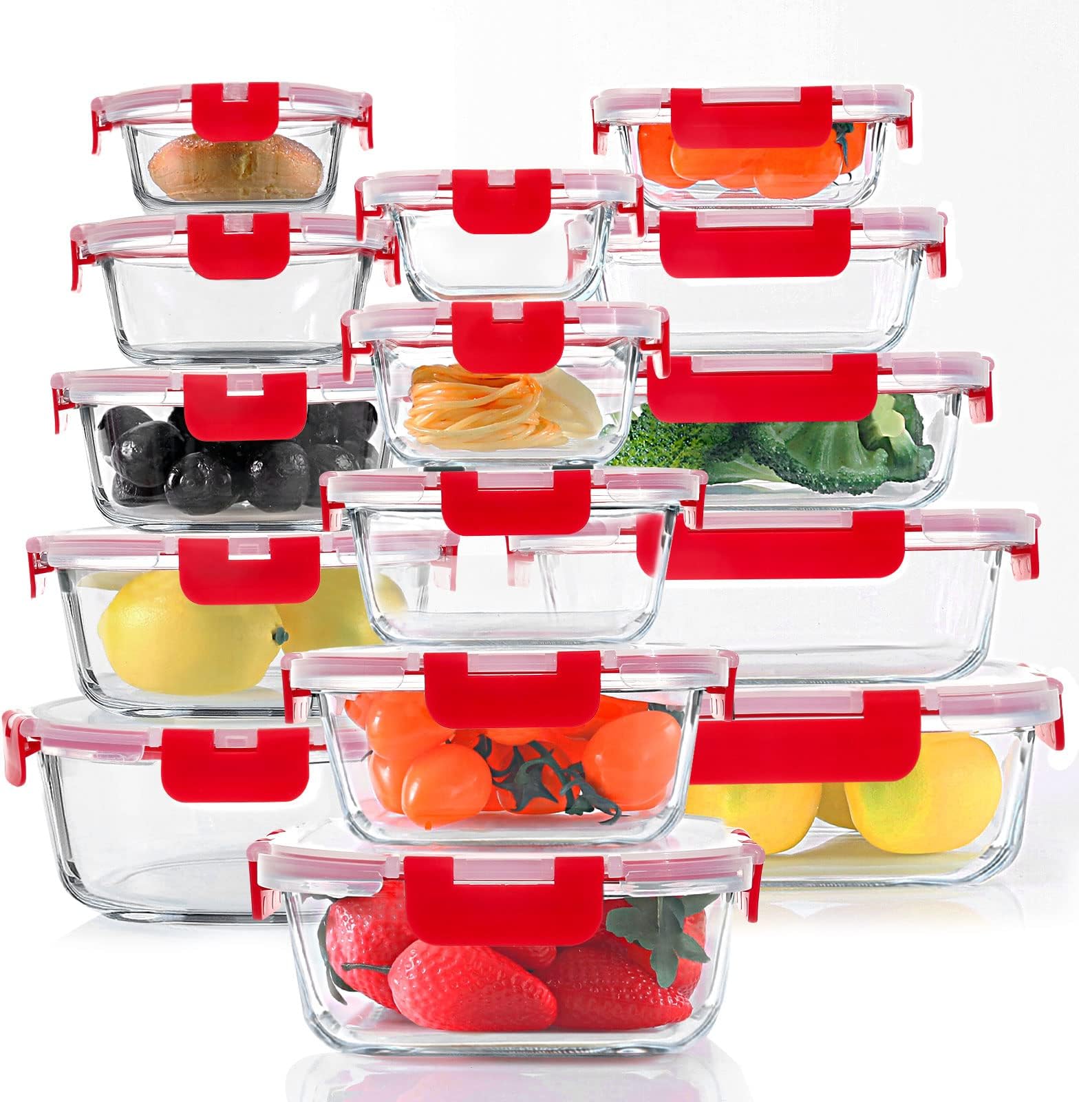 Amazon.com: VERONES 30 Pieces Glass Meal Prep Containers Set, Airtight ...