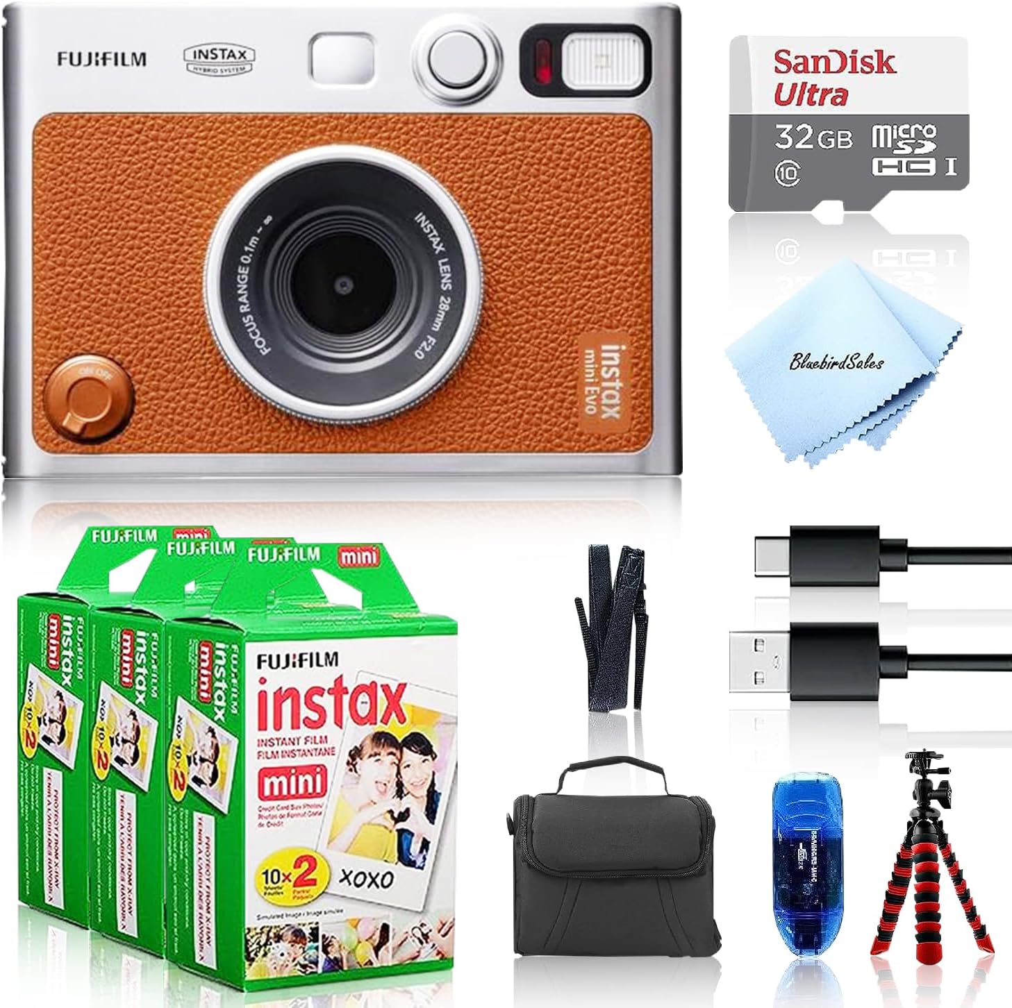 Amazon.com : Fujifilm Instax Mini EVO Hybrid Brown Instant Camera ...