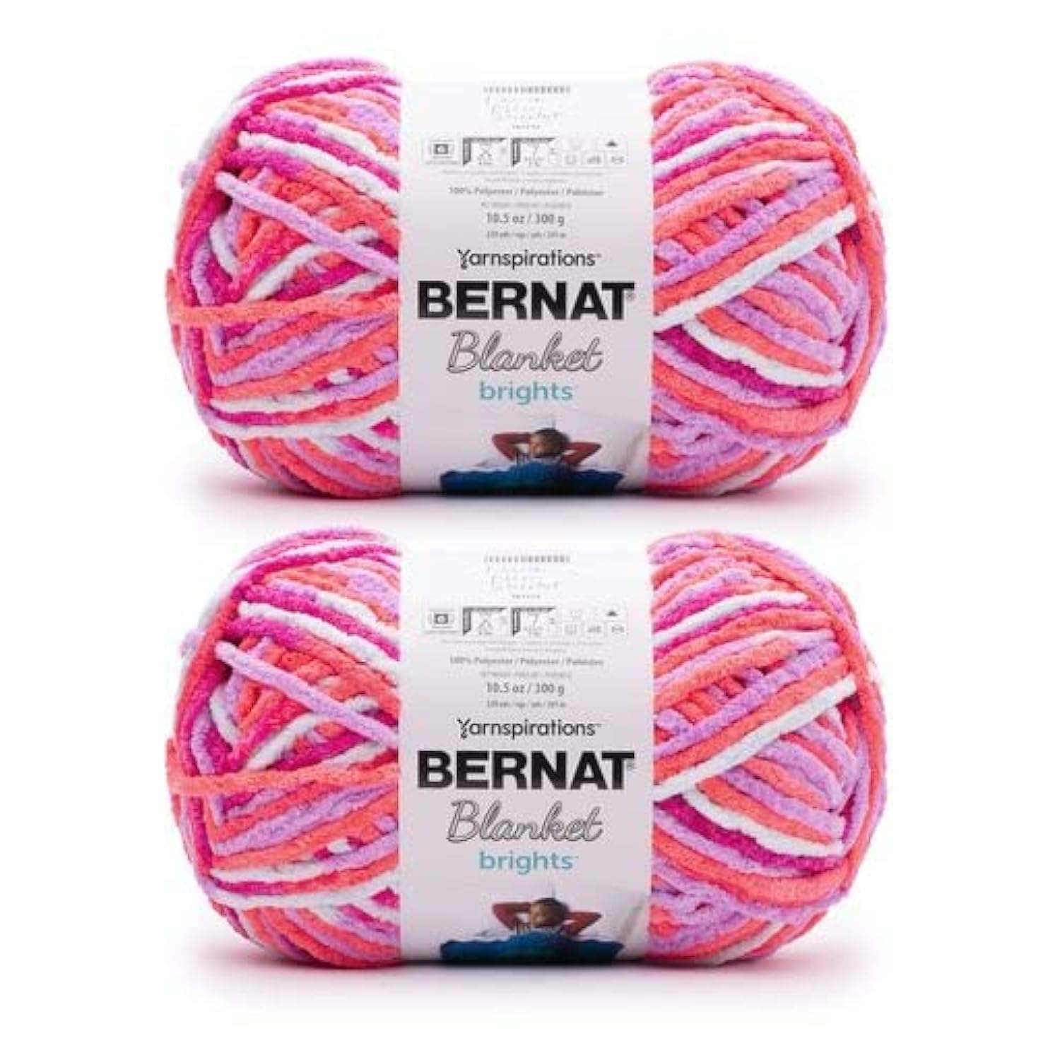 Amazon.com: Bernat Blanket Brights 300g Neon Sherbet Yarn - 2 Pack of ...