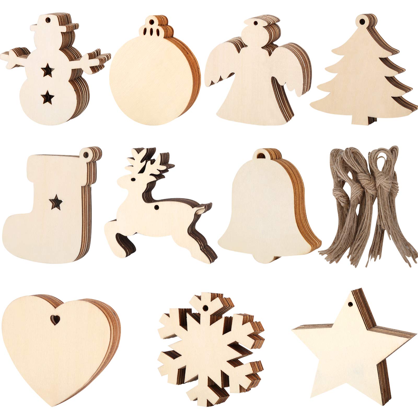 Wooden Ornaments – 100 pcs Ornament Decoration Kit for The Christmas ...