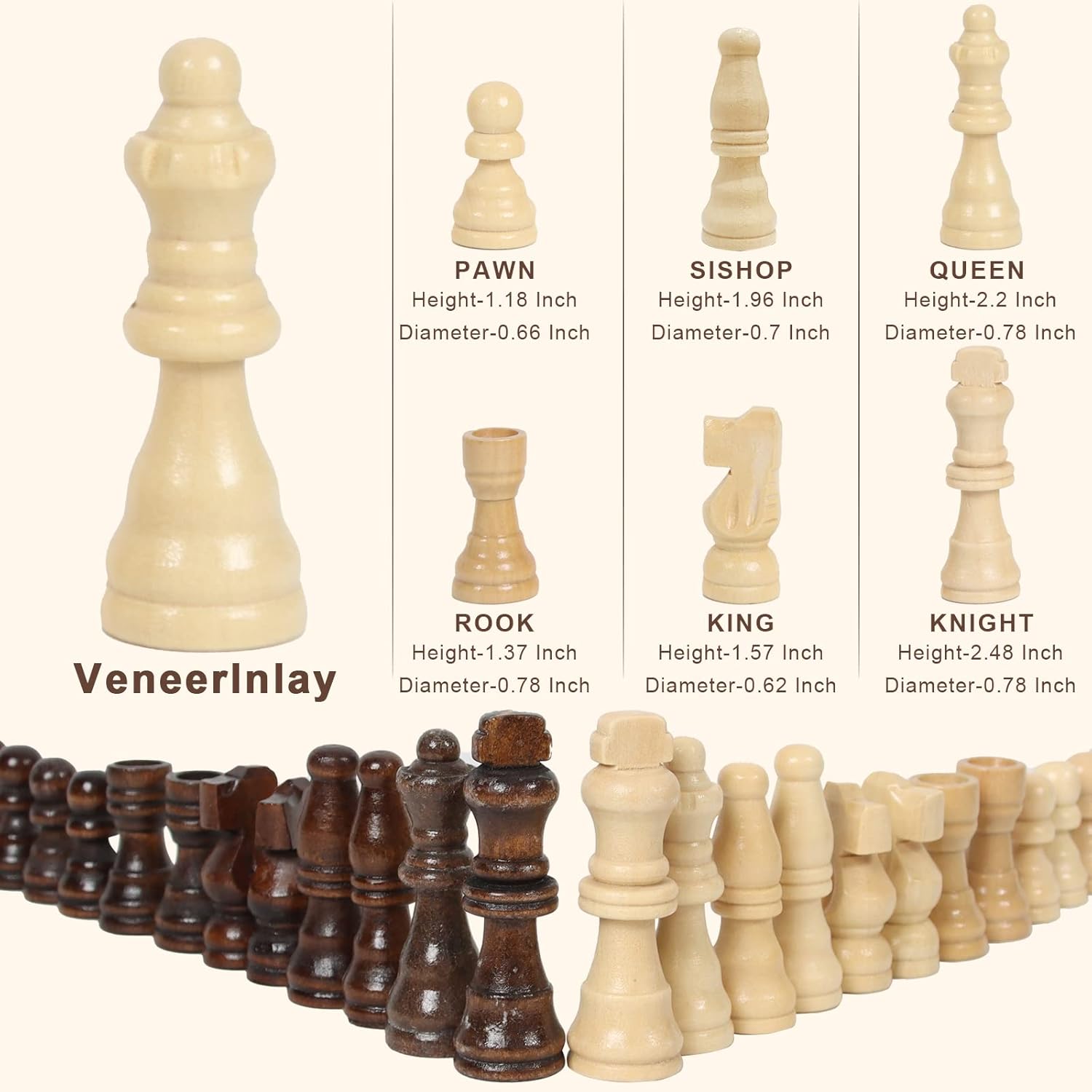 Buy Wooden Chess Set, Chess Sets for Adults Chess Board Set Checkers ...