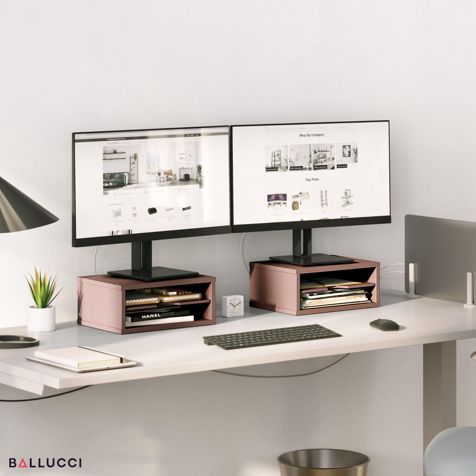 Office Desk Accessories Ballucci 2-Tier Monitor Stand With Storage ...