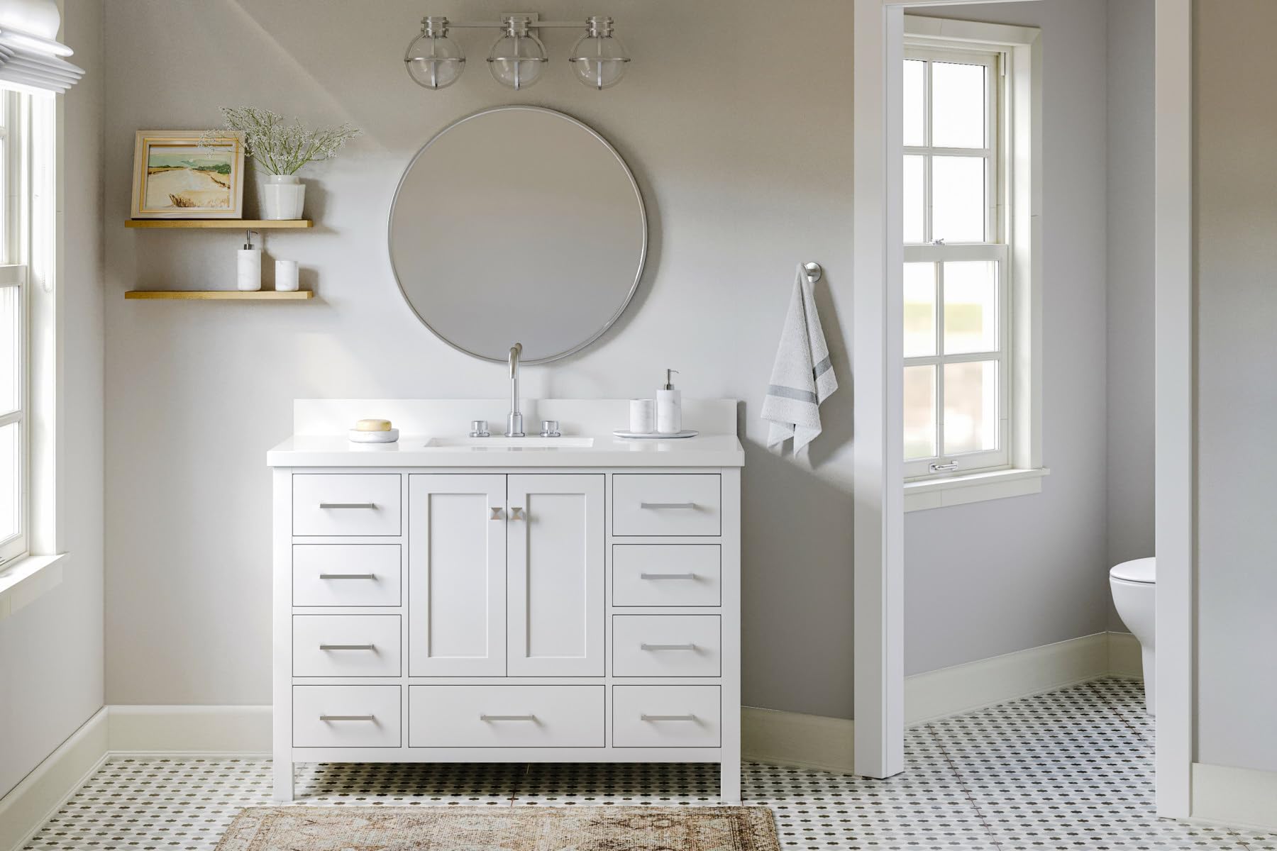 Amazon.com: DKB Beckford Bathroom Vanity 49" White, 1.5" Edge Pure ...