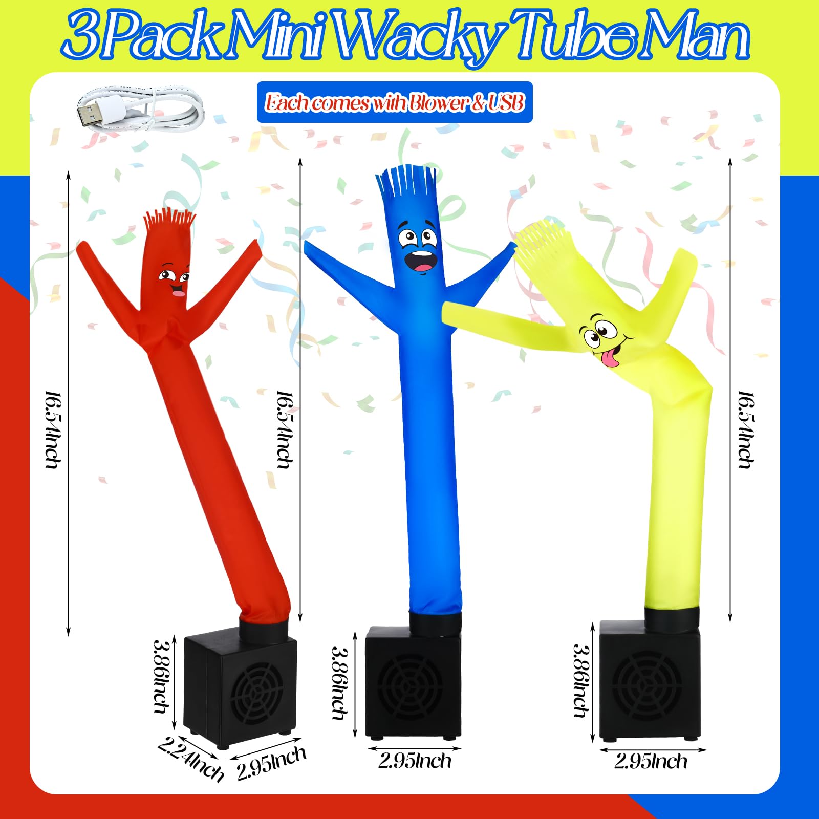 Poen 3 Pcs Mini Inflatable Tube Man Desktop Wacky Waving Inflatable Arm ...