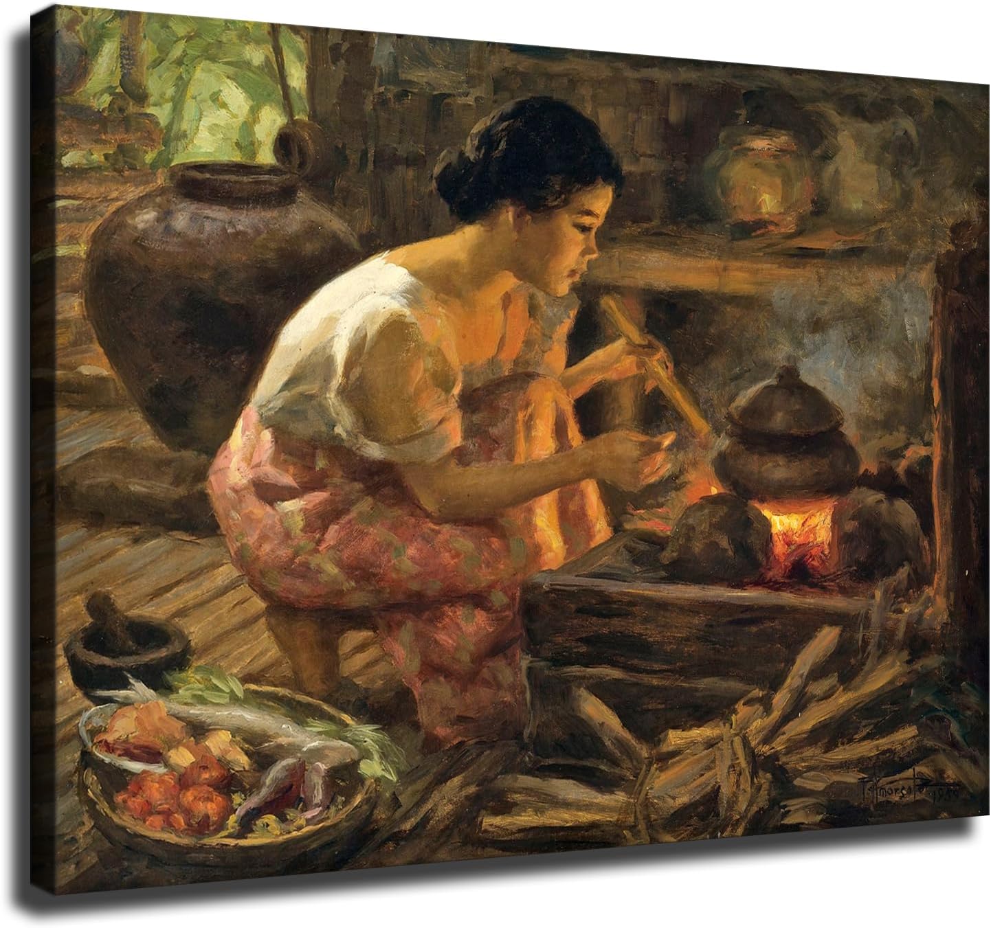 Amazon.com: Filipino Oil Artist Fernando Amorsolo Oil Painting Girl ...