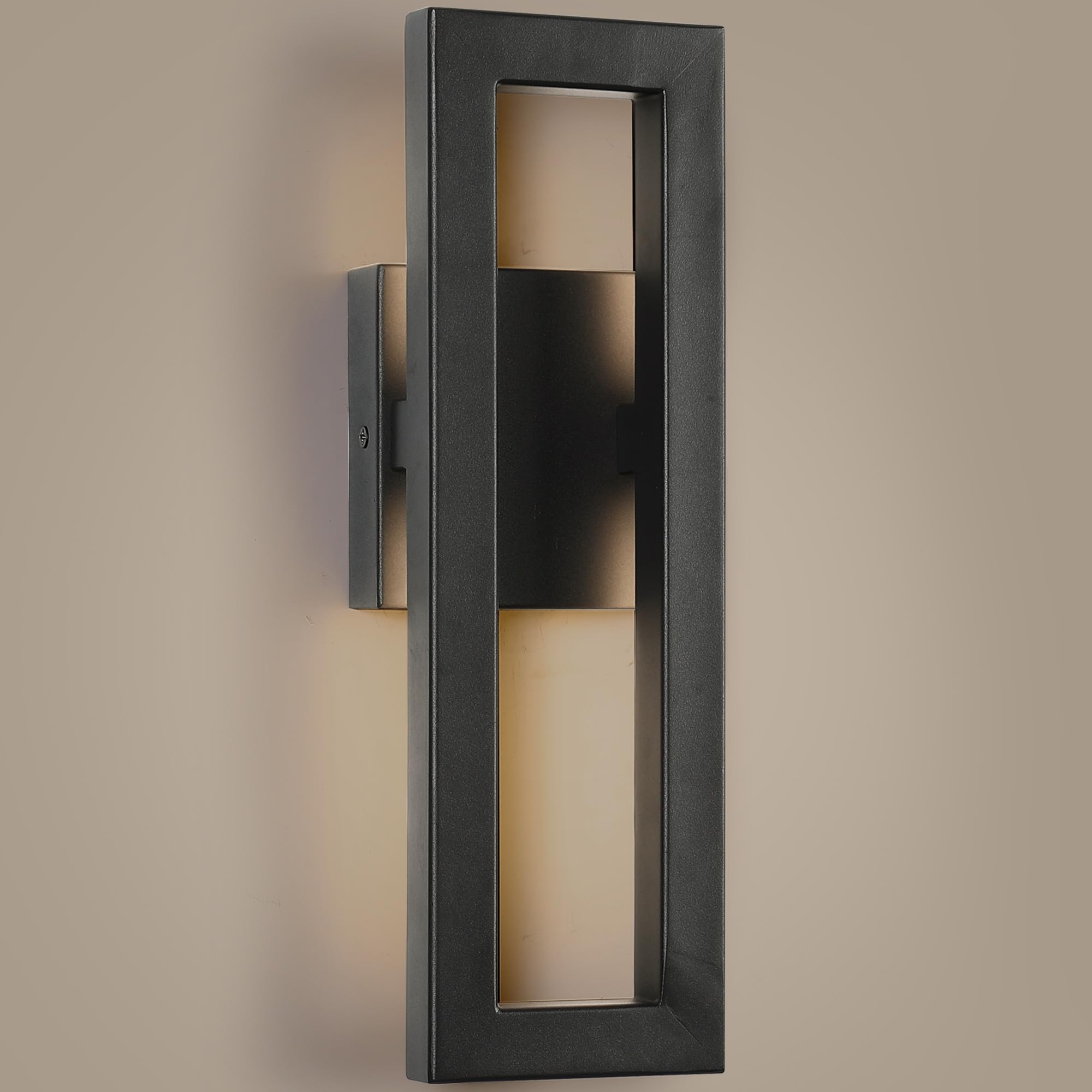LamQee Modern LED Wall Sconces, Rectangle Black Porch Wall Lights ...