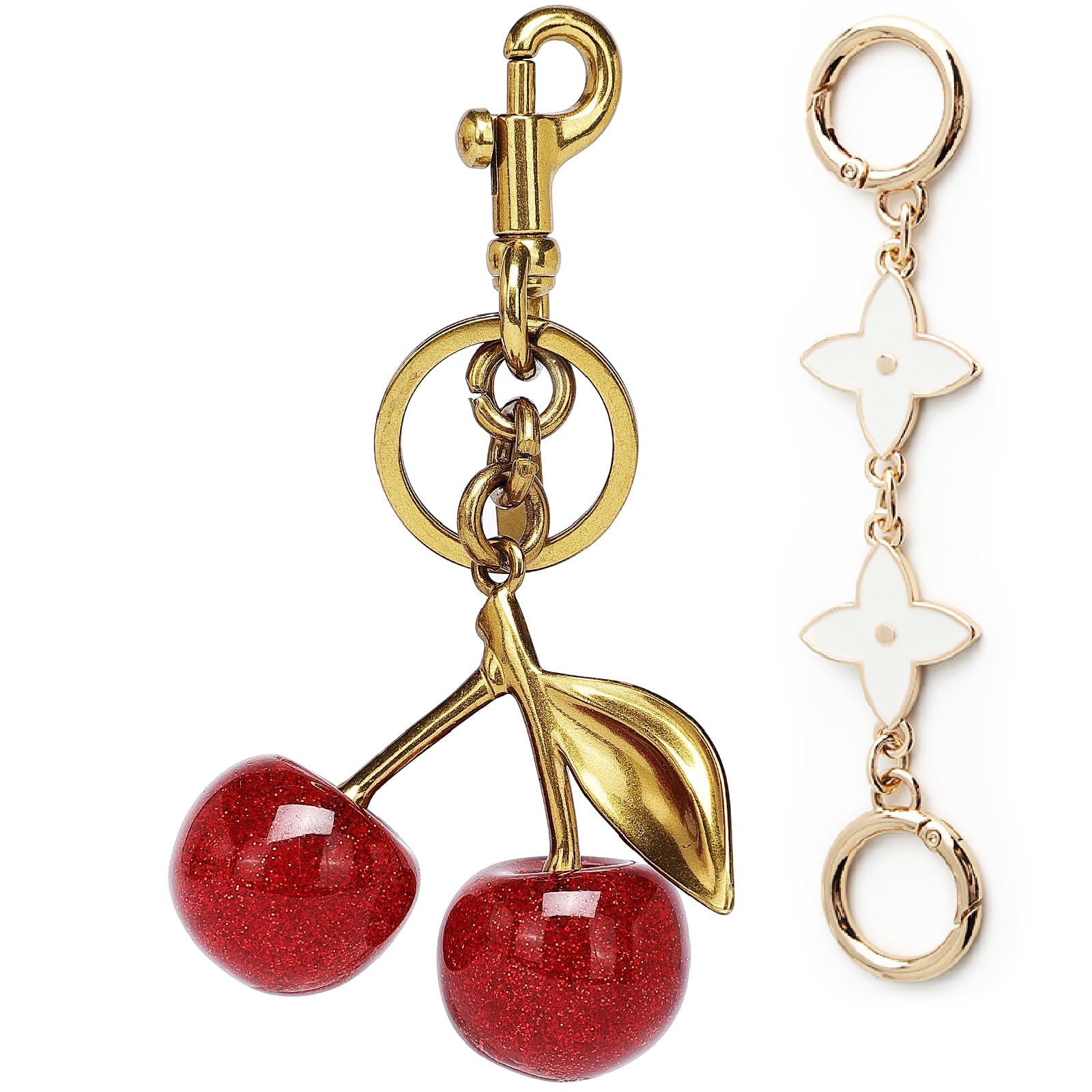 Nusatous Glitter Cherry Bag Charm,Cherry Keychain,Cute Keychain Gifts ...