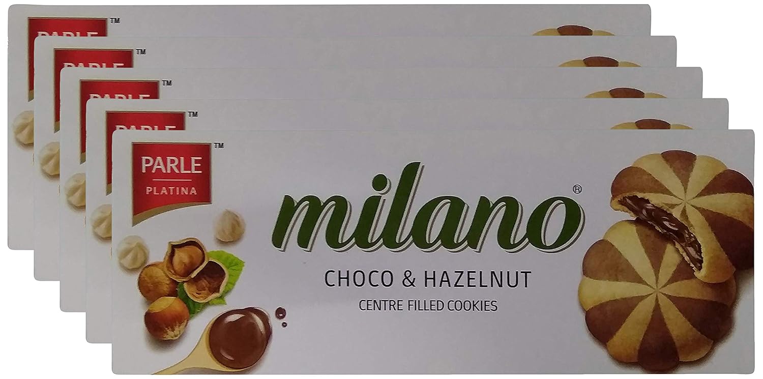 Parle Milano Centre Filled Cookies - Choco & Hazelnut, 60g (Pack of 5 ...