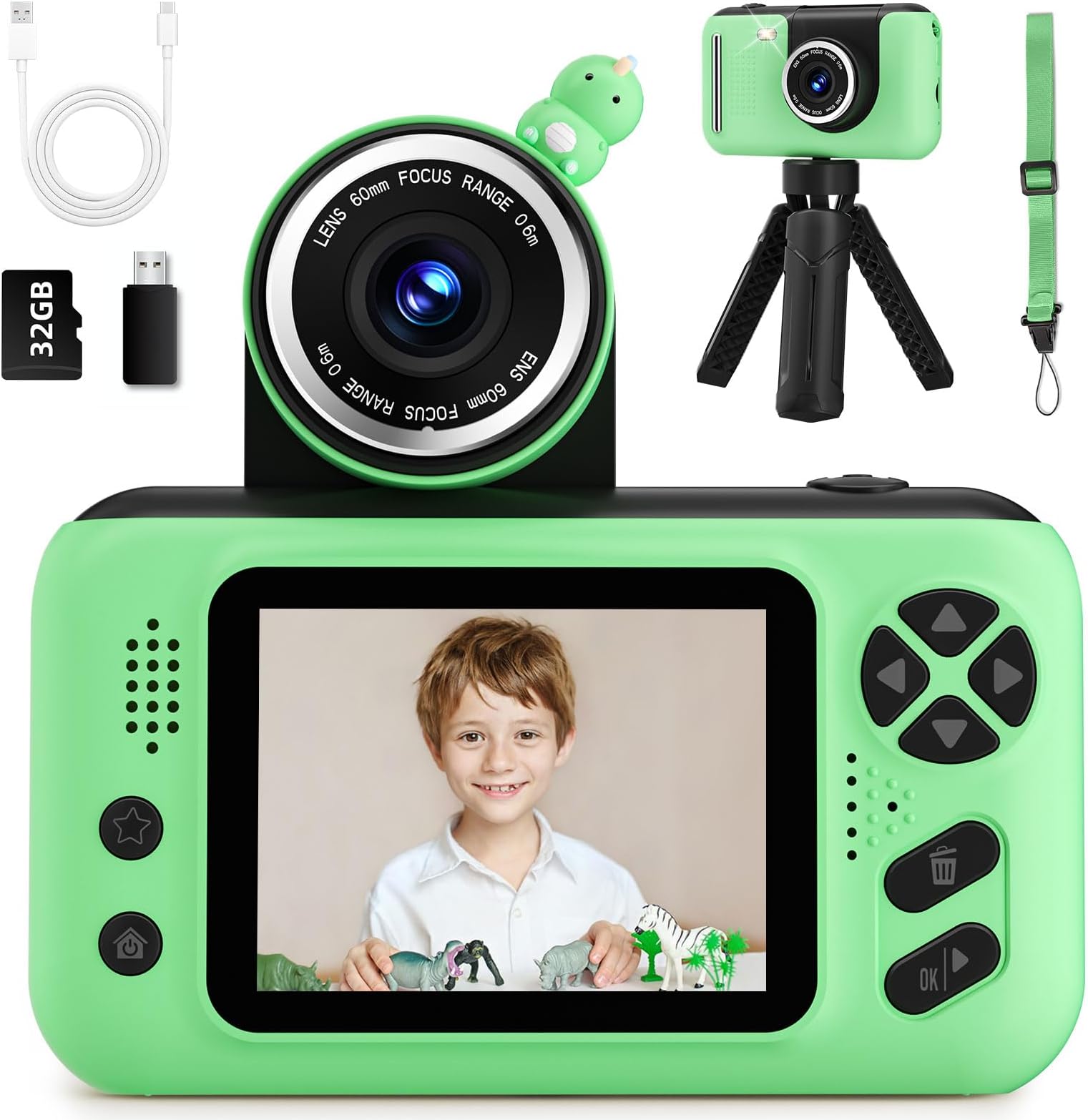 Amazon.com: CHAKEYAKE Kids Camera, Toddler Digital Camera with Rotating ...