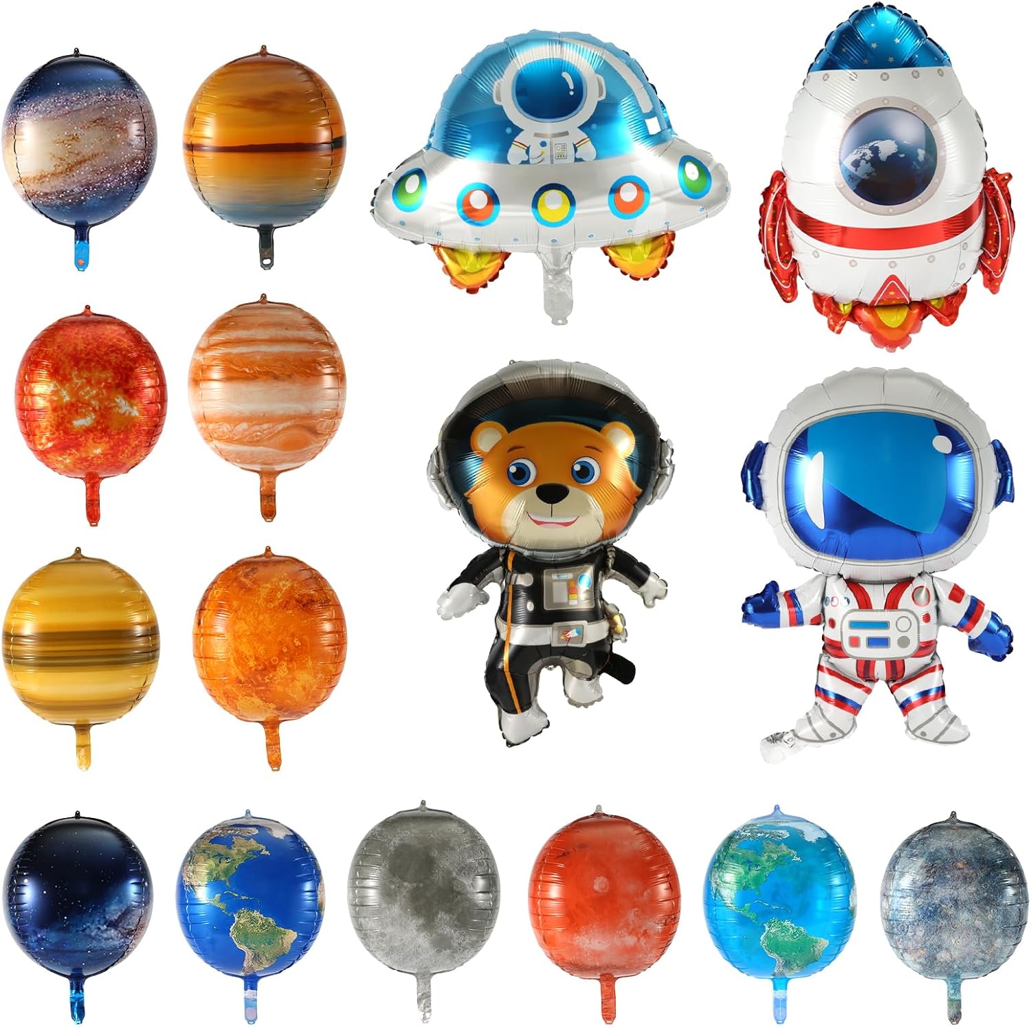 16pcs Galaxy Space Balloons - Outer Space Theme Aluminum Foil Planet ...