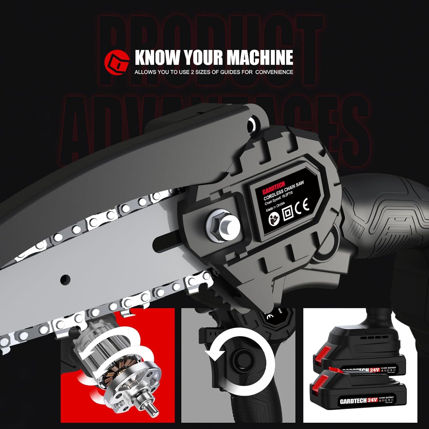 Gardtech Mini motosierra inalámbrica de 4 y 6 pulgadas, motosierras de ...