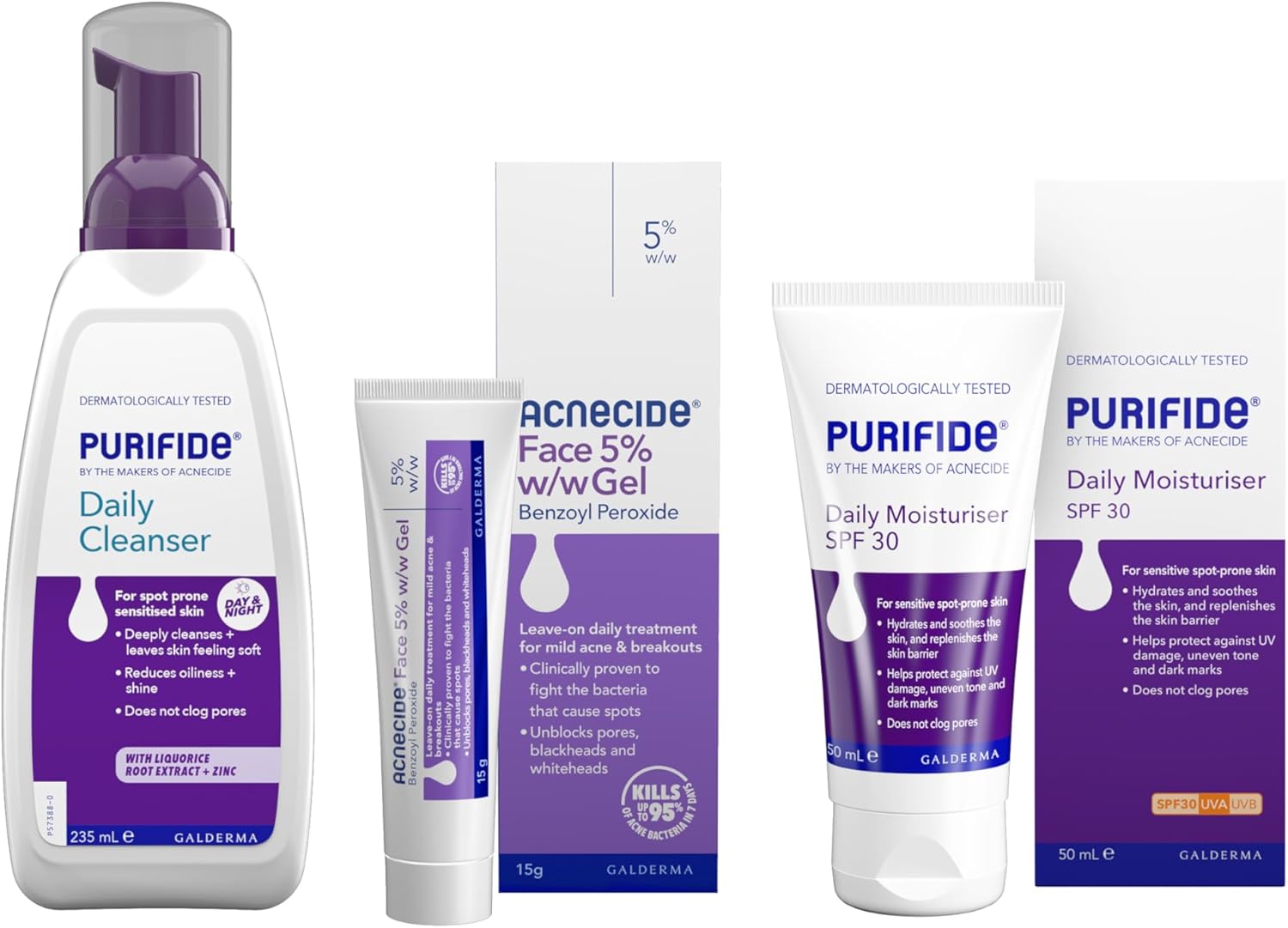 Acnecide + Purifide Spot On Skincare Set, for Acne Prone Skin with ...