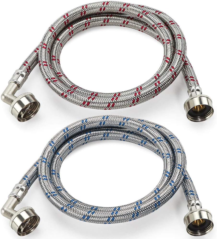 Amazon.com: 2-Pack Premium Stainless Steel Washing Machine Hoses - 8 FT ...