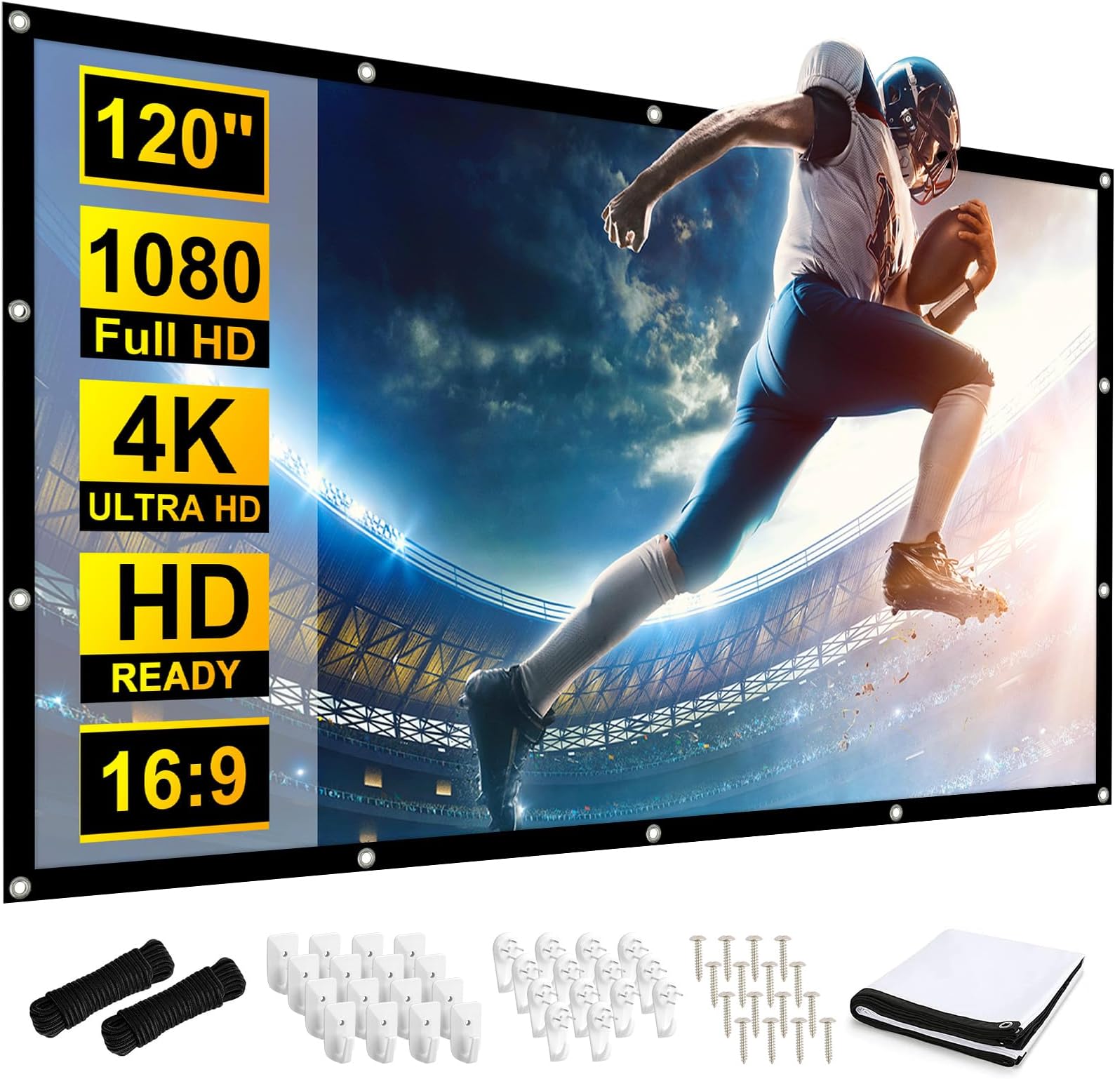 Amazon.com: Jscreen 60 inch Projector Screen 16:9 HD Foldable Anti ...