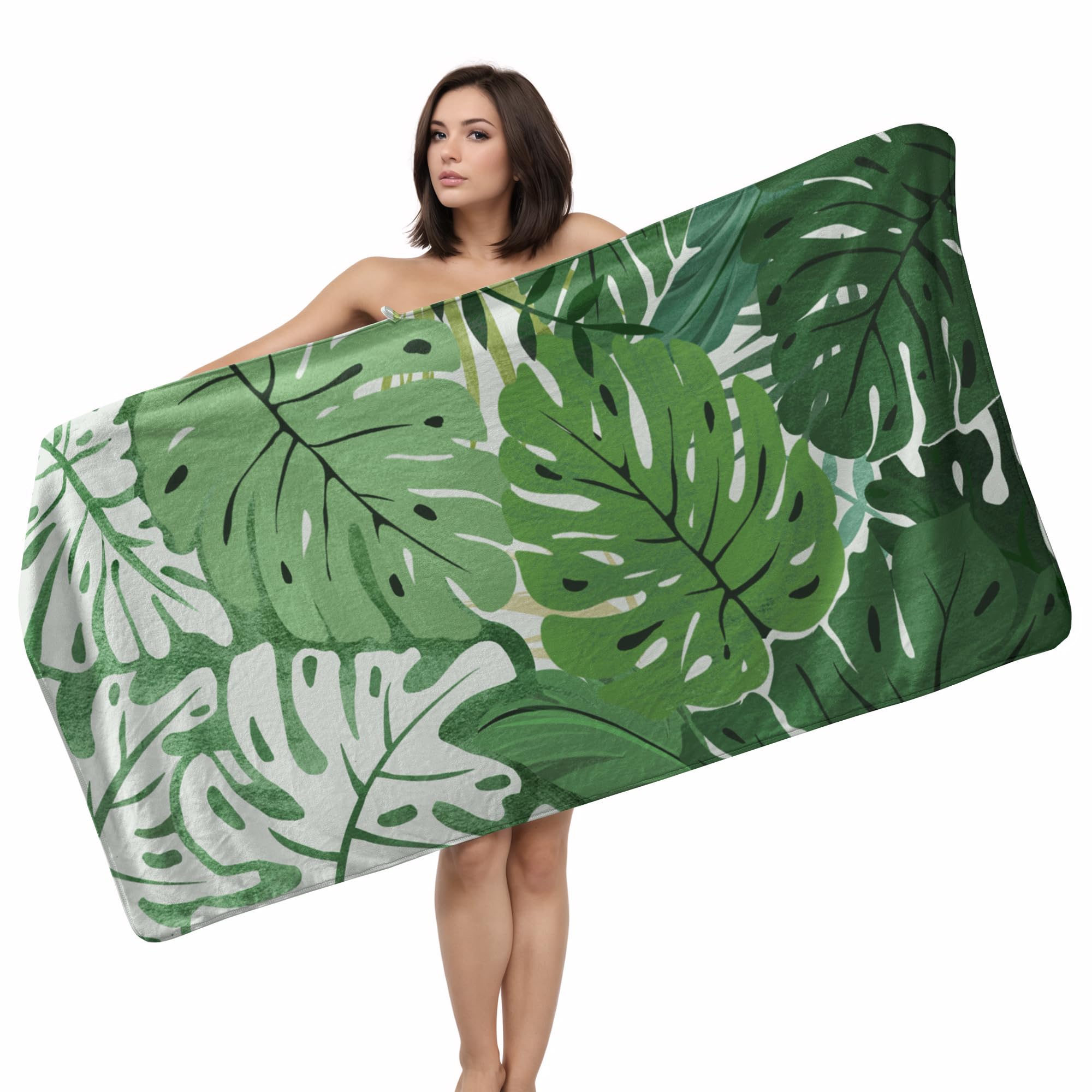 Amazon.com: GAIIIIYOU Tropical Palm Leaves Bath Towels Green Botanical Shower Towel Jungle Leaf ...