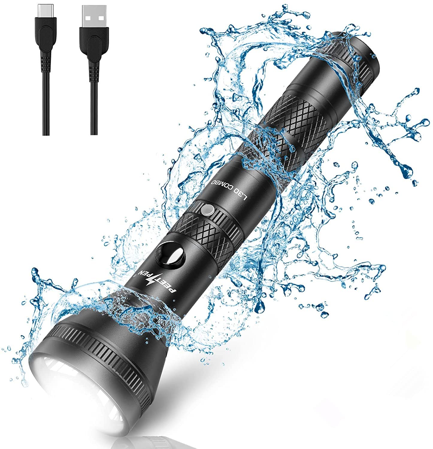 PEETPEN L30 Rechargeable Flashlights 2000 High Lumens, Super Bright ...
