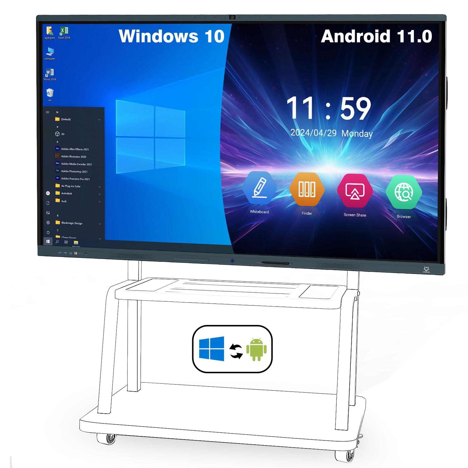 Amazon.com: LINGHUFOX Smart Board, 86 Inch 4K Touch Screen Interactive ...