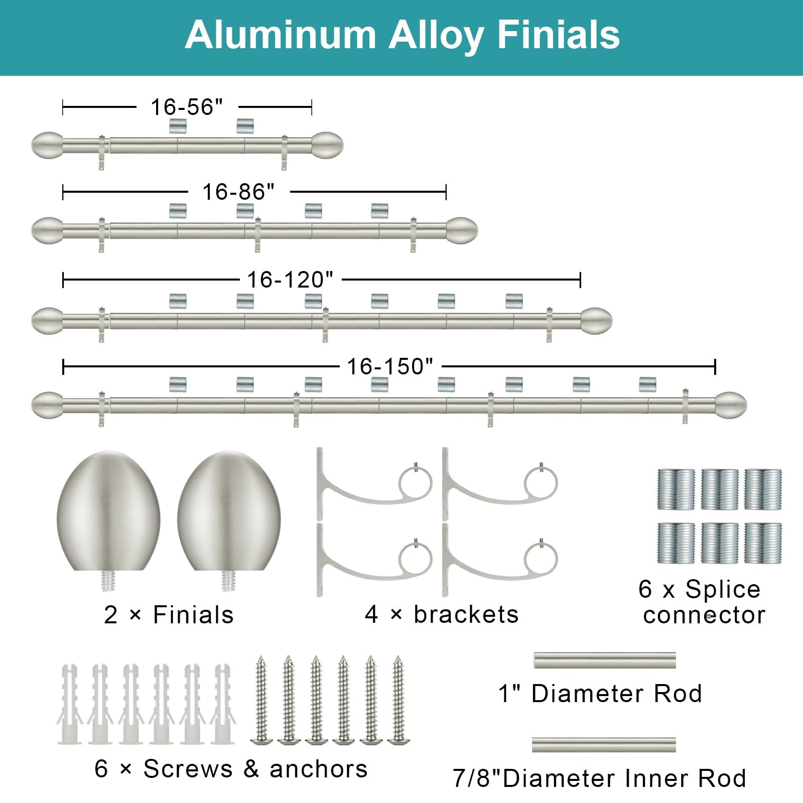 Snapklik.com : Splicing Curtain Rods For Windows 16-120 Inchs,1 Inch ...