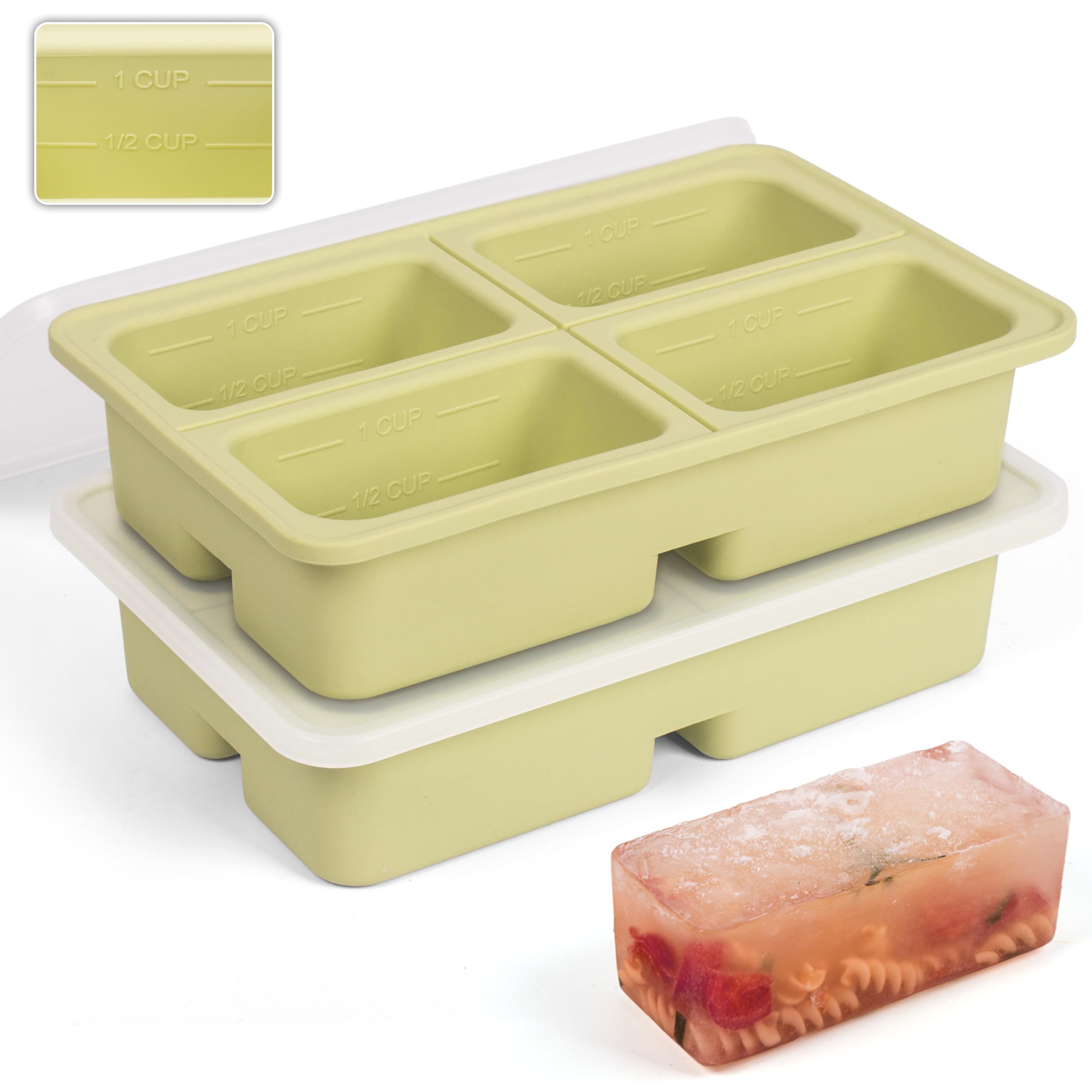 Amazon.com: Annaklin 1-Cup Silicone Freezing Trays with Lid, 2 Pack ...