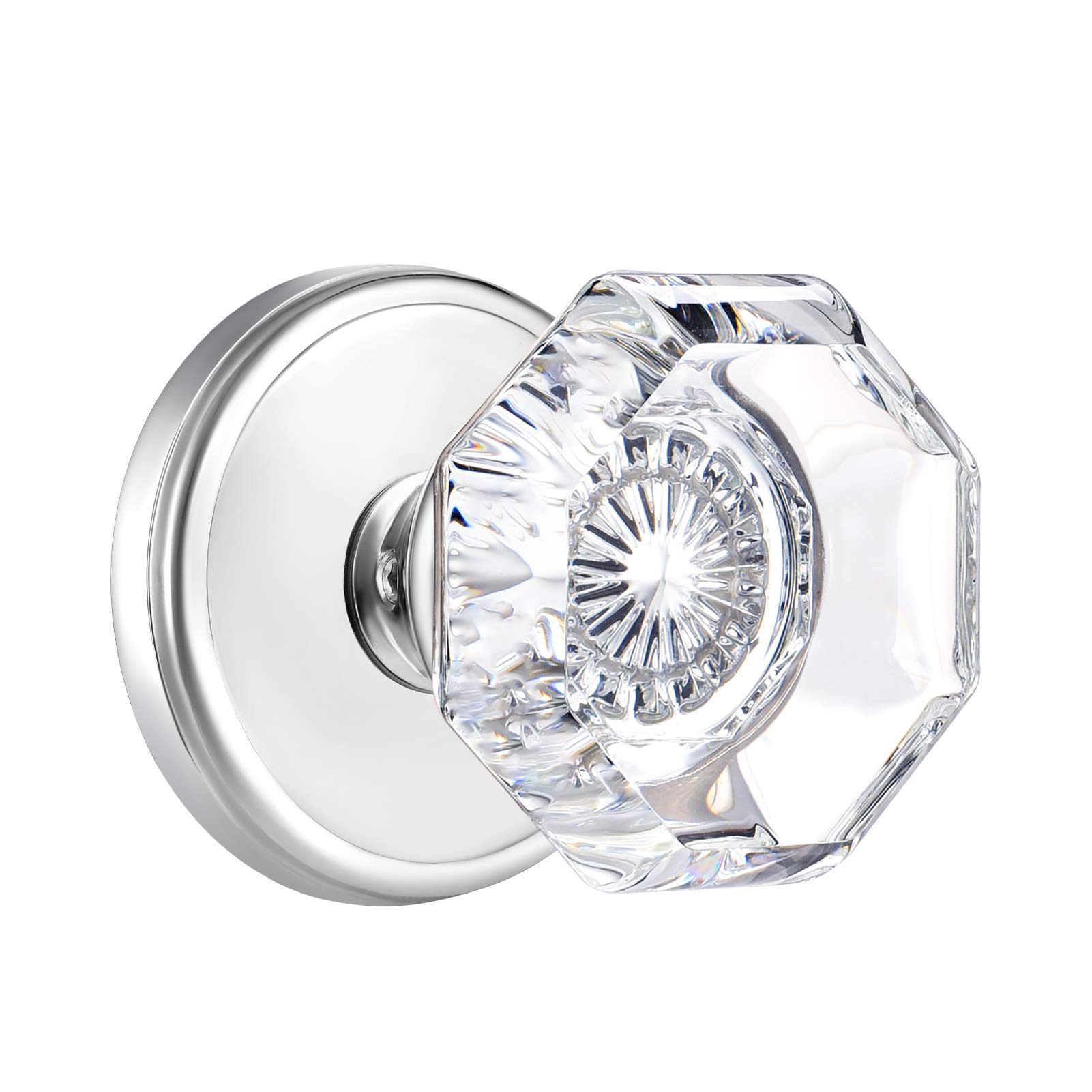CLCTK Passage Glass Door Knobs Interior, Octagon Crystal Door Knobs for Hall and Closet ...