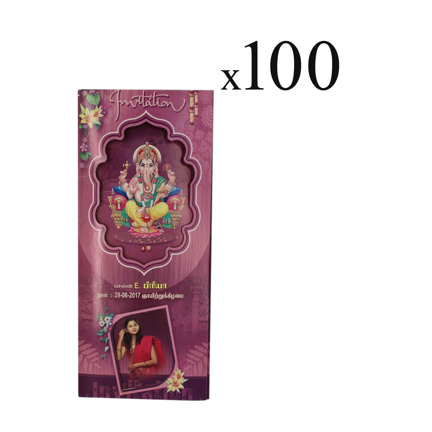 Thangam Puberty Function Invitation Card With Ganesha Design Pink thangam-puberty-function-invitation-card-with-ganesha-design-pink
