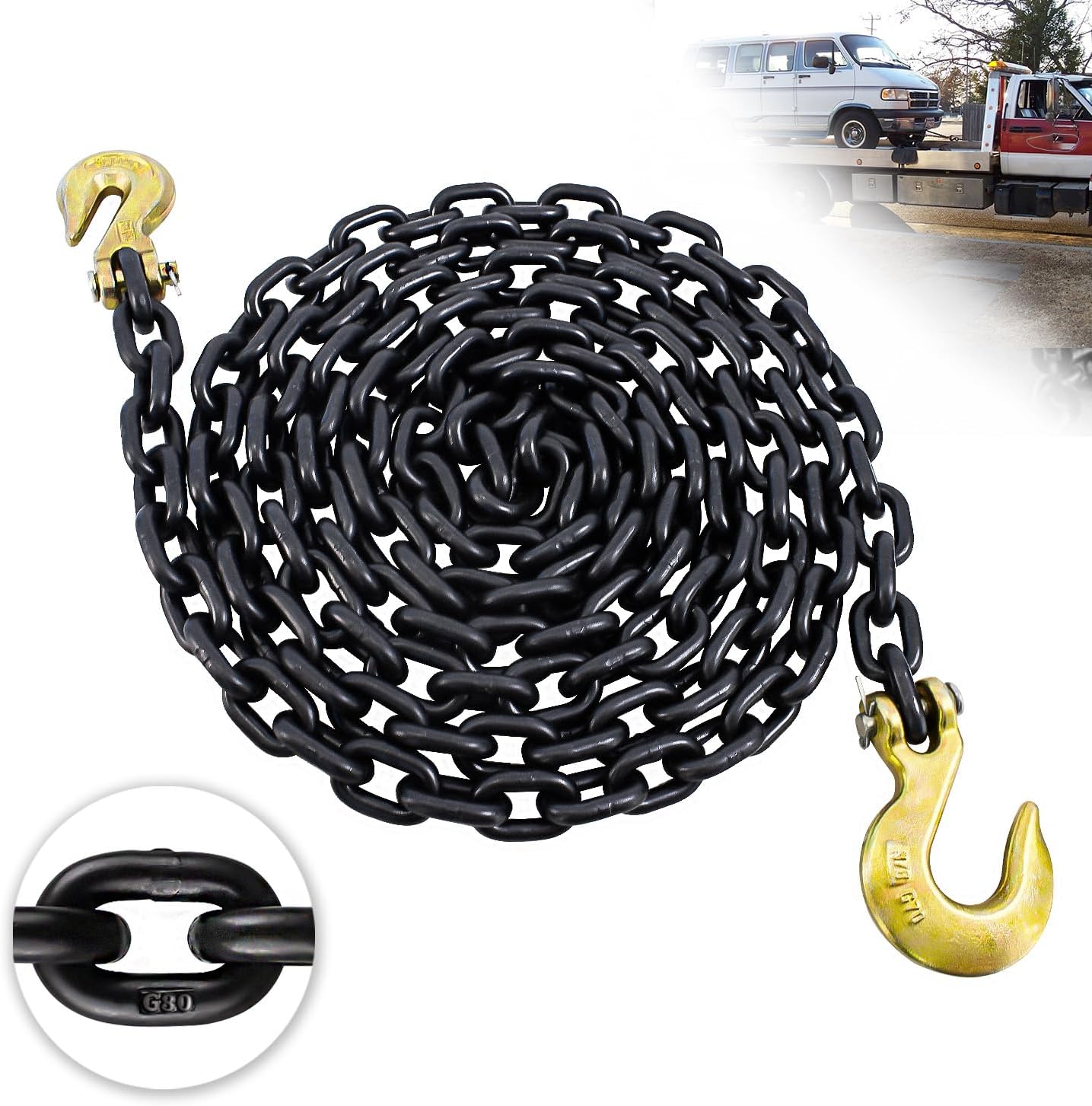 Amazon.com: G80 Log Chain 3/8'' X 15 Feet Transport Chain with Clevis ...