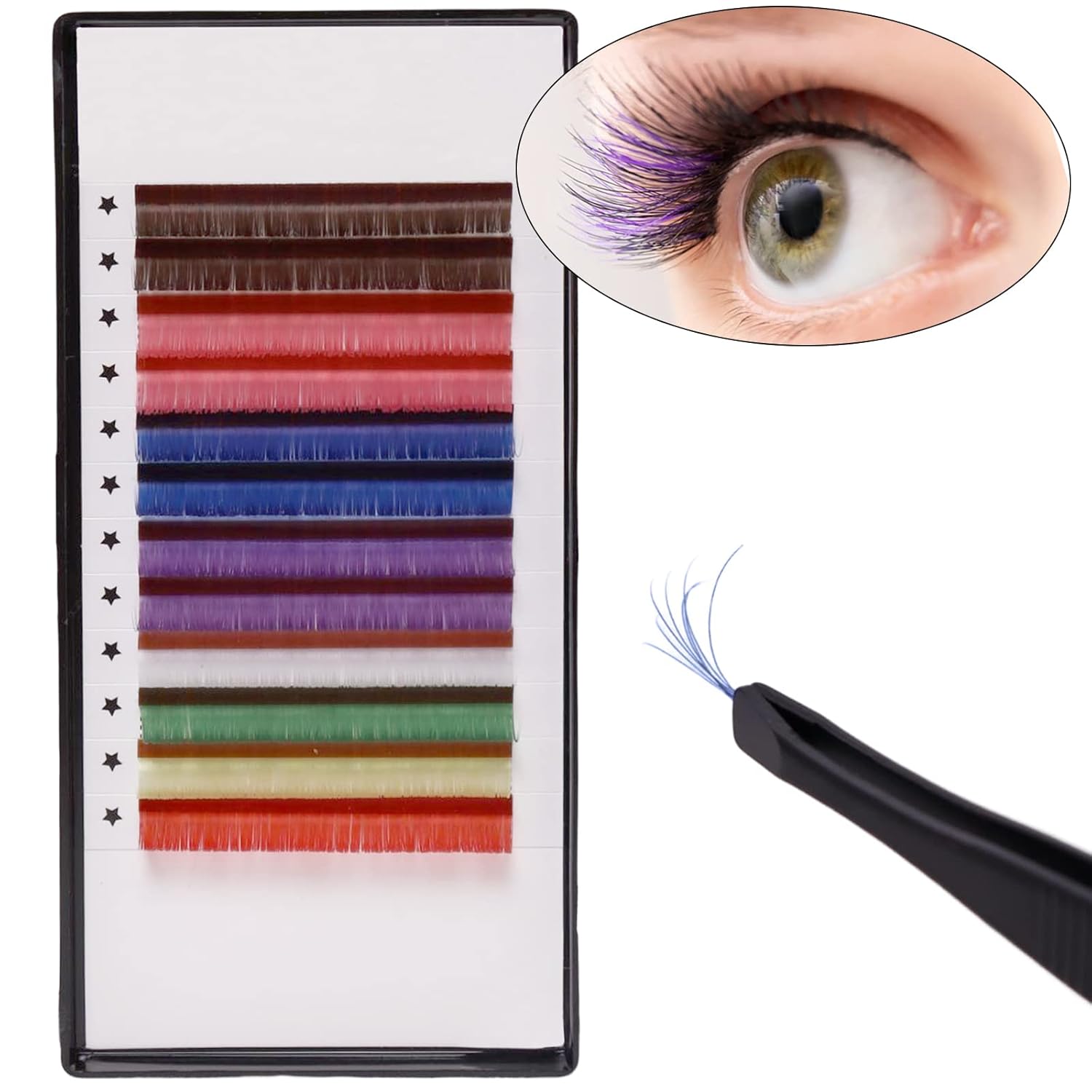 Amazon.com: 8 Colored Individual Lashes, D Curl Wispy Cluster Color ...
